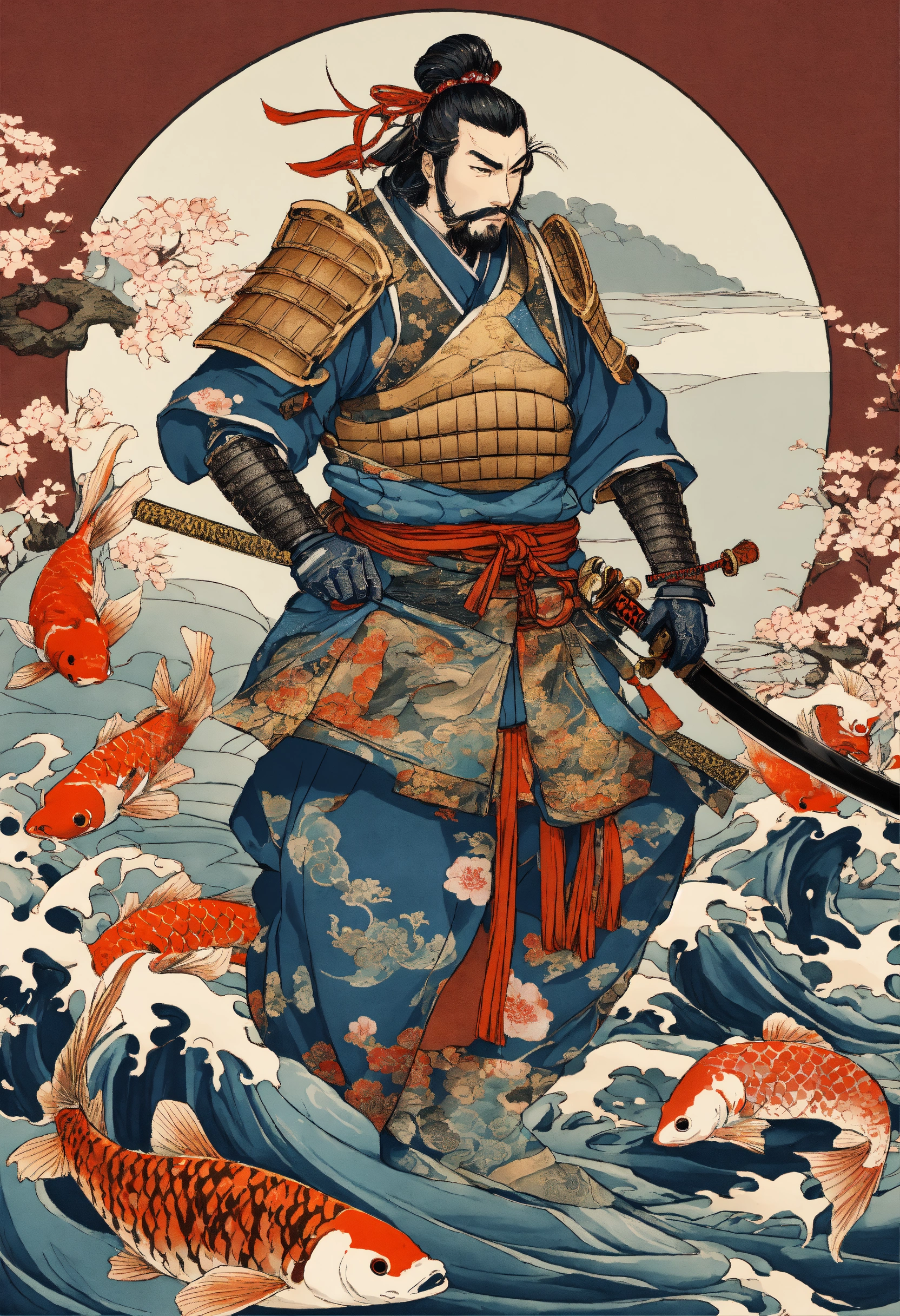 Lexica - There is a samurai with a fish and a sword on a white ...