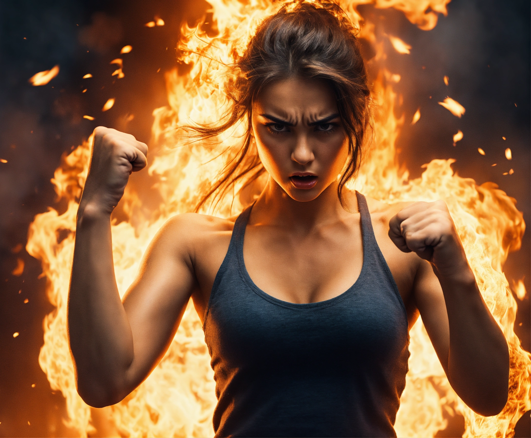 Lexica - An extremely beautiful girl showing anger with clenched bare ...