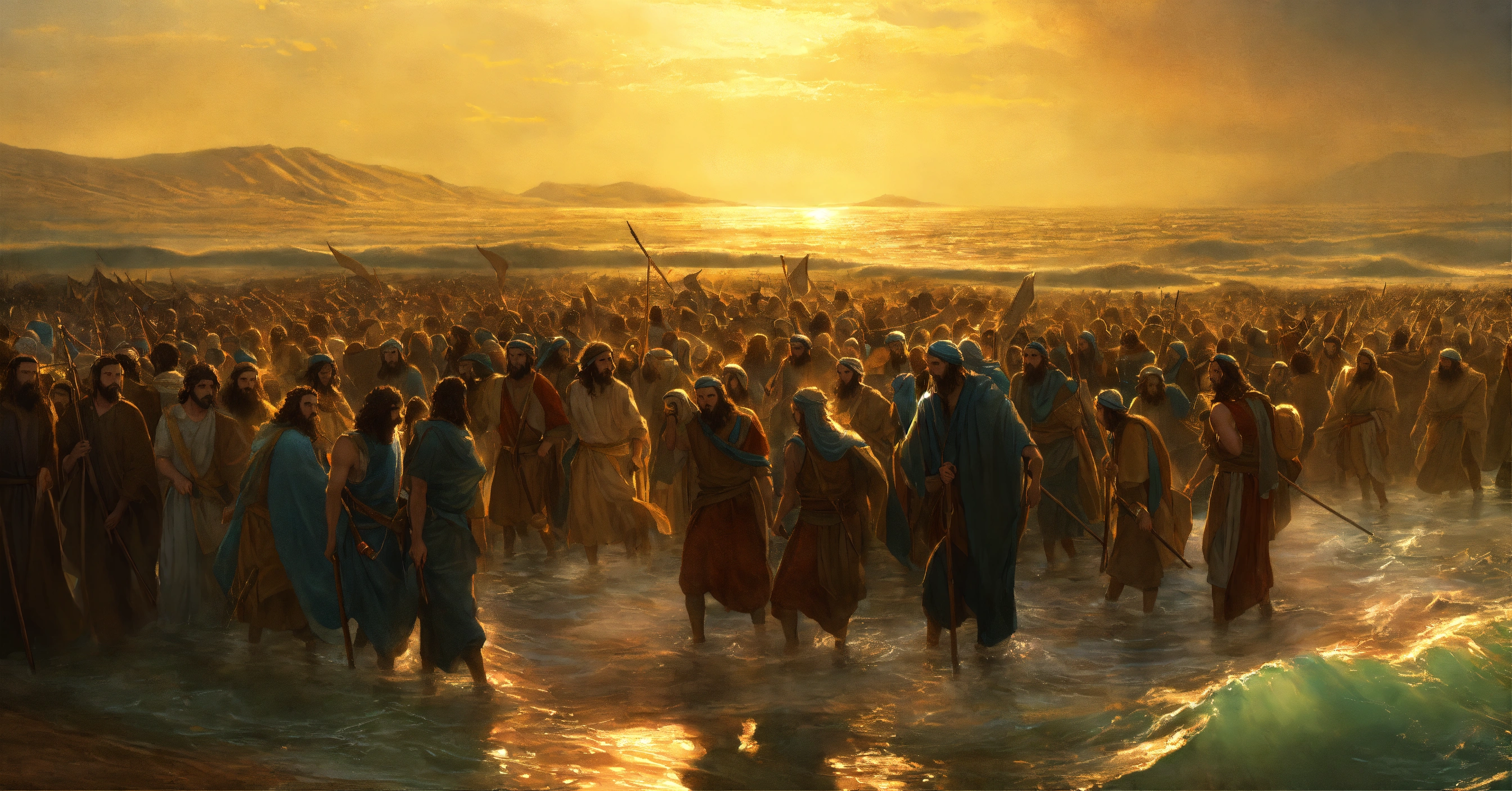 Lexica - Moses and the Israelites crossing the floor bed of read sea ...