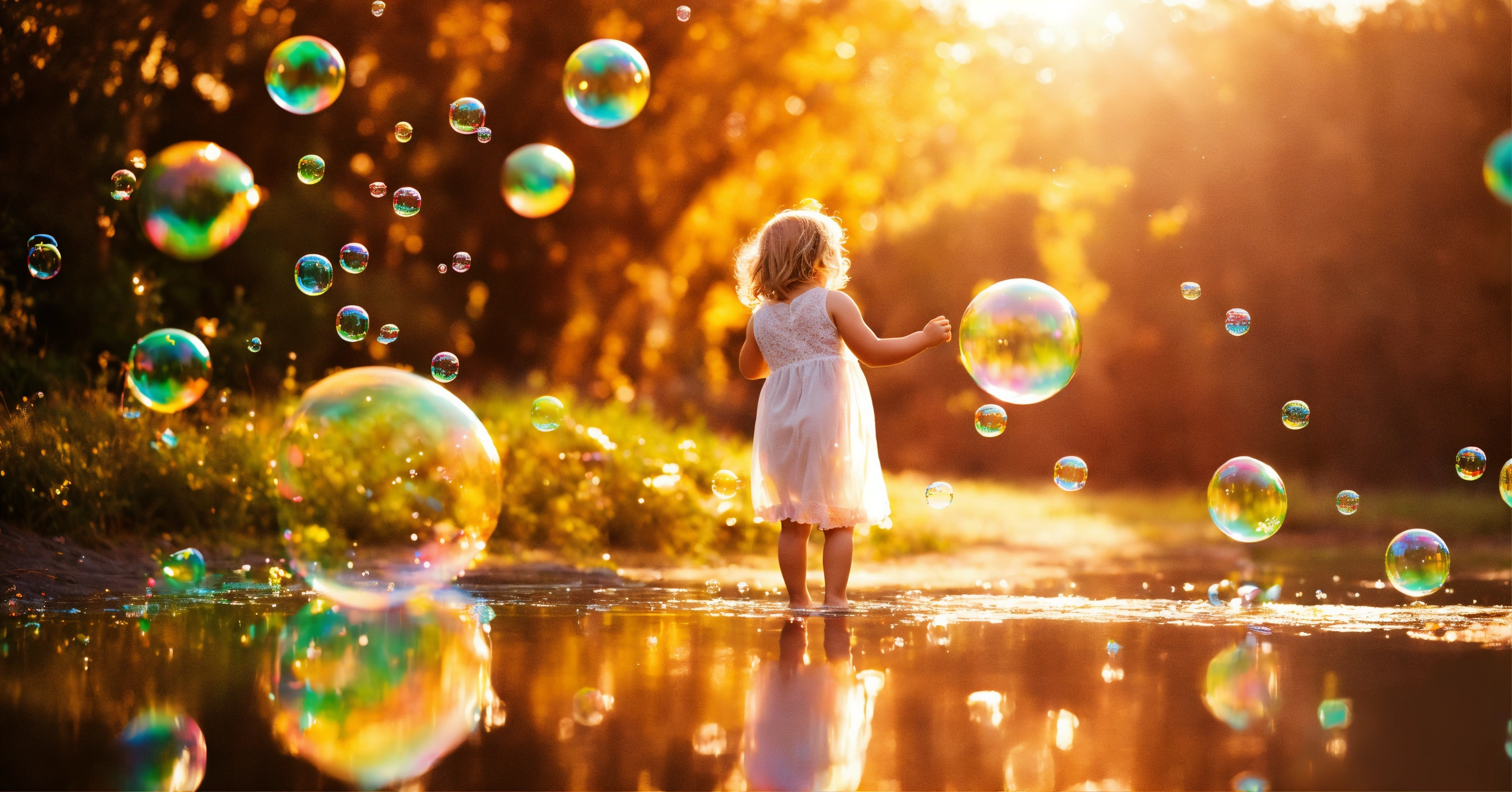Lexica - Create a whimsical photo of floating bubbles with reflections ...