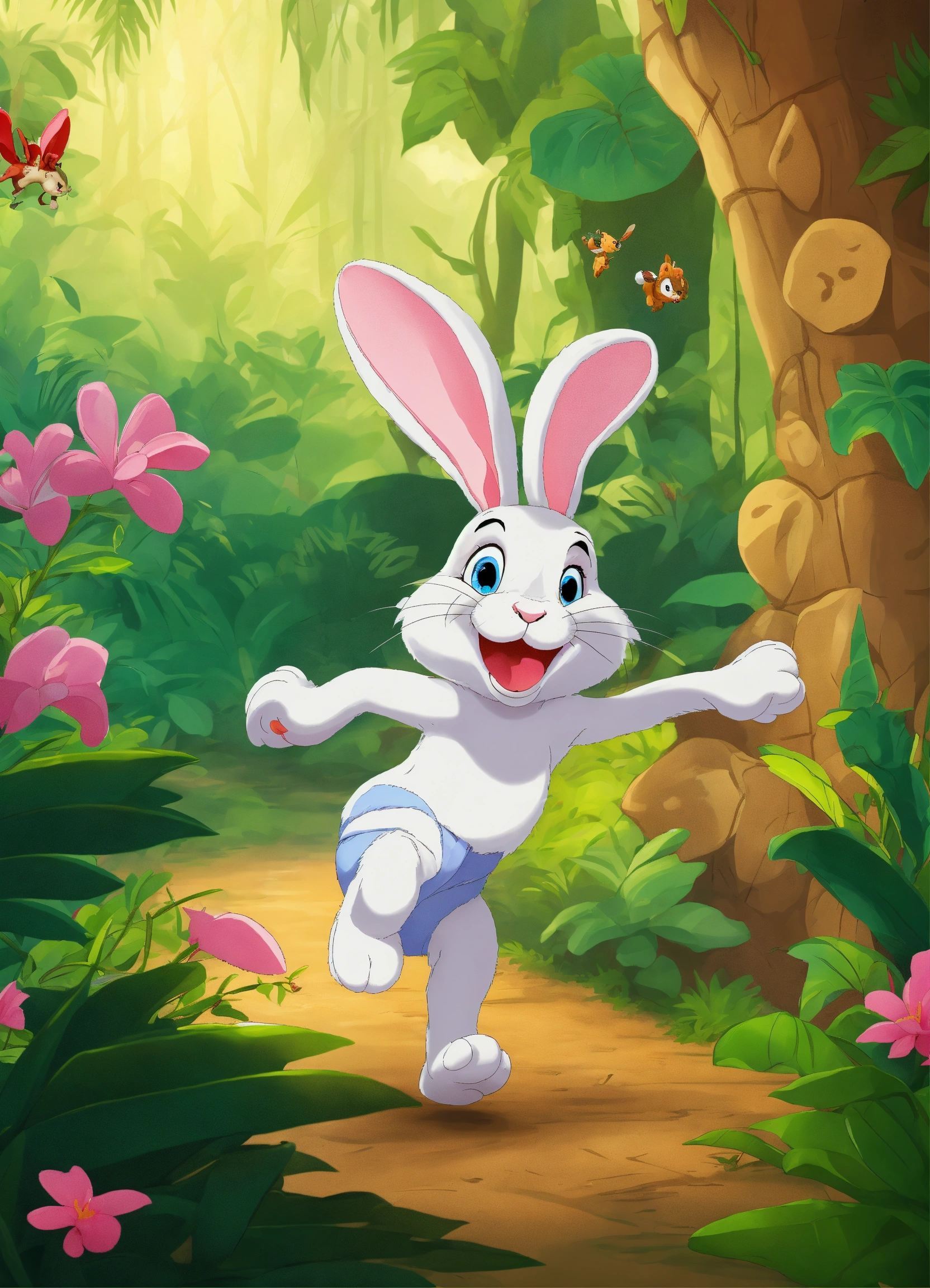 Lexica - Let cartoon rabbit run in jungle