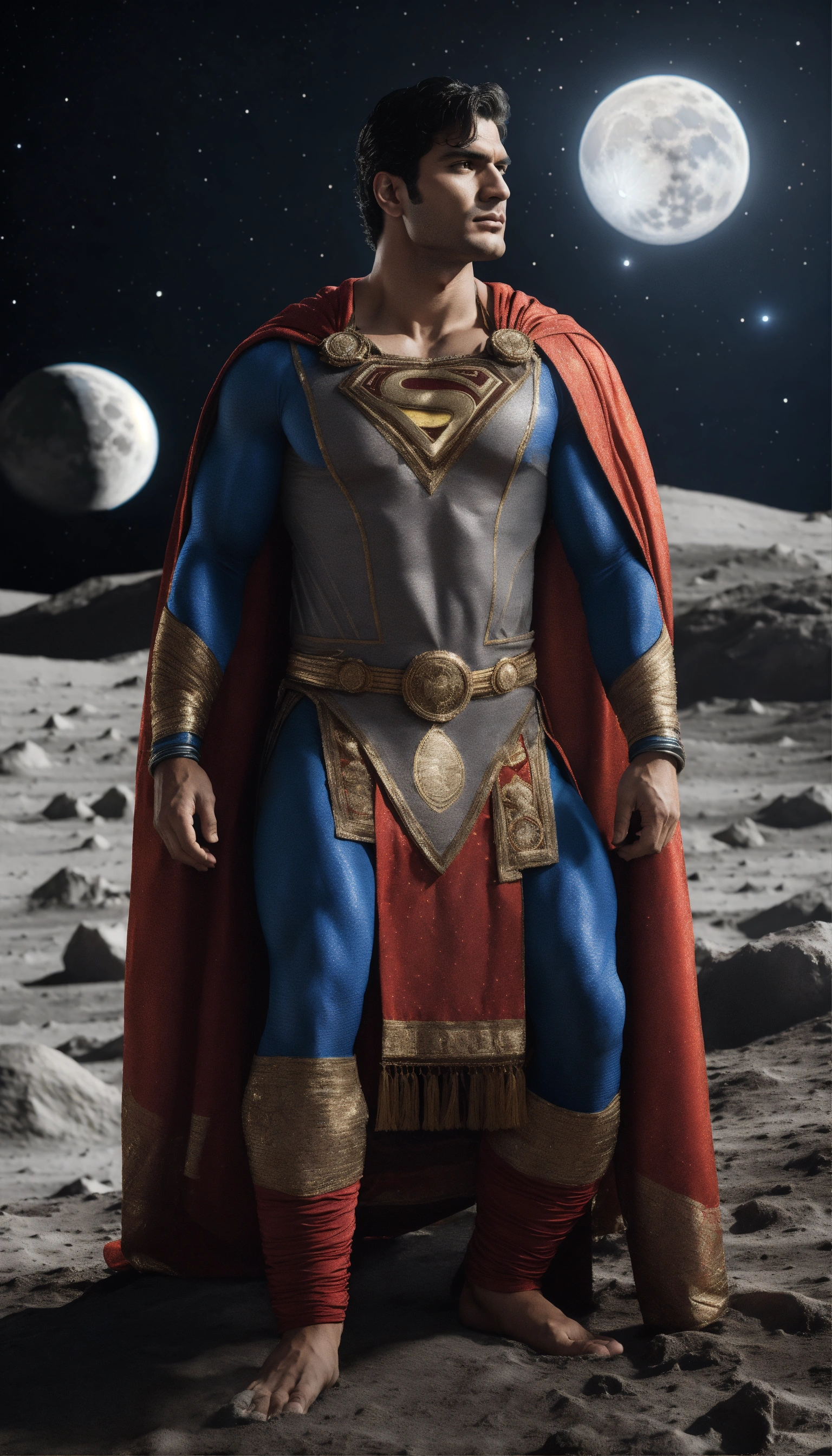 Lexica - Realistic, superman themed indian, wearing traditional Indian ...