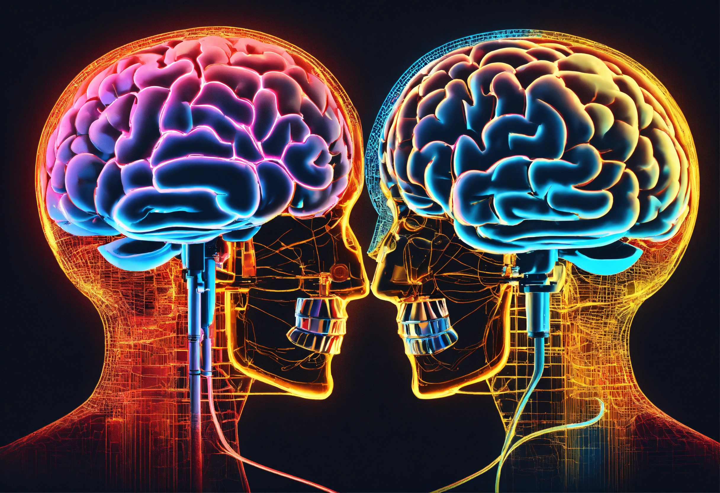 Lexica - 2 brains outline communicating with each other