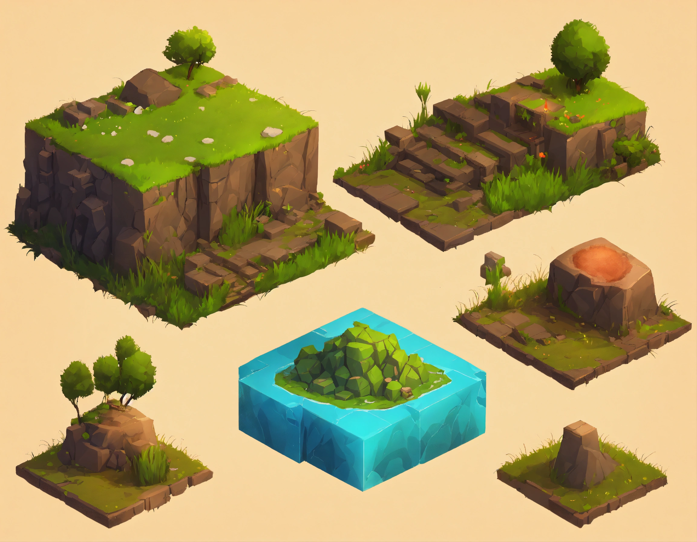 Lexica - Pack of 2d cubic terrain pieces for a game environment ...