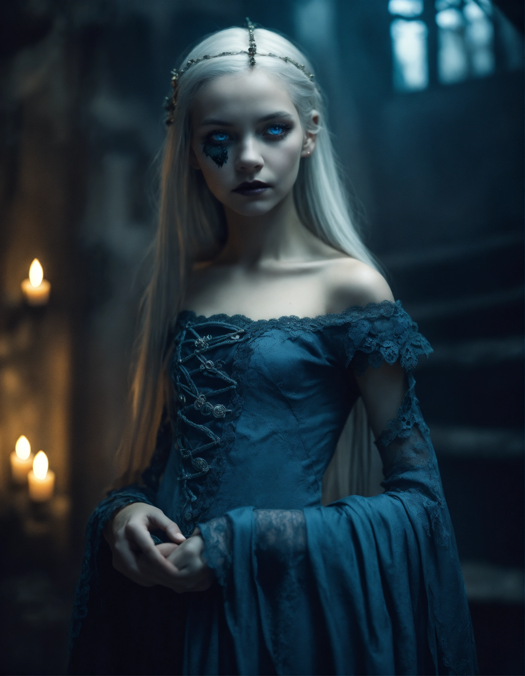 Lexica - Body portrait, twelve year old childish female goth ...