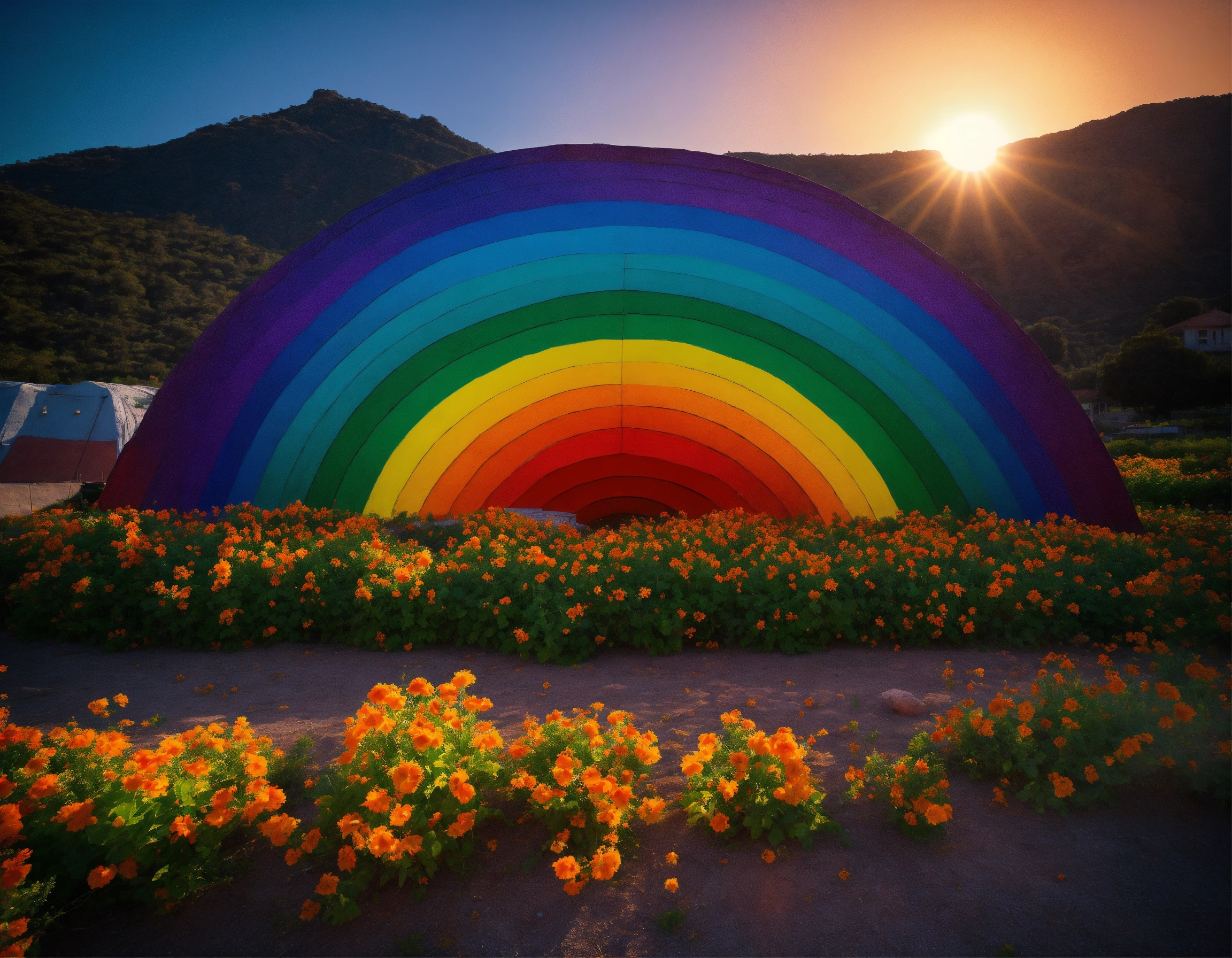 Lexica - Una imagen en tres dimensiones muestra un sol radiante con una ...