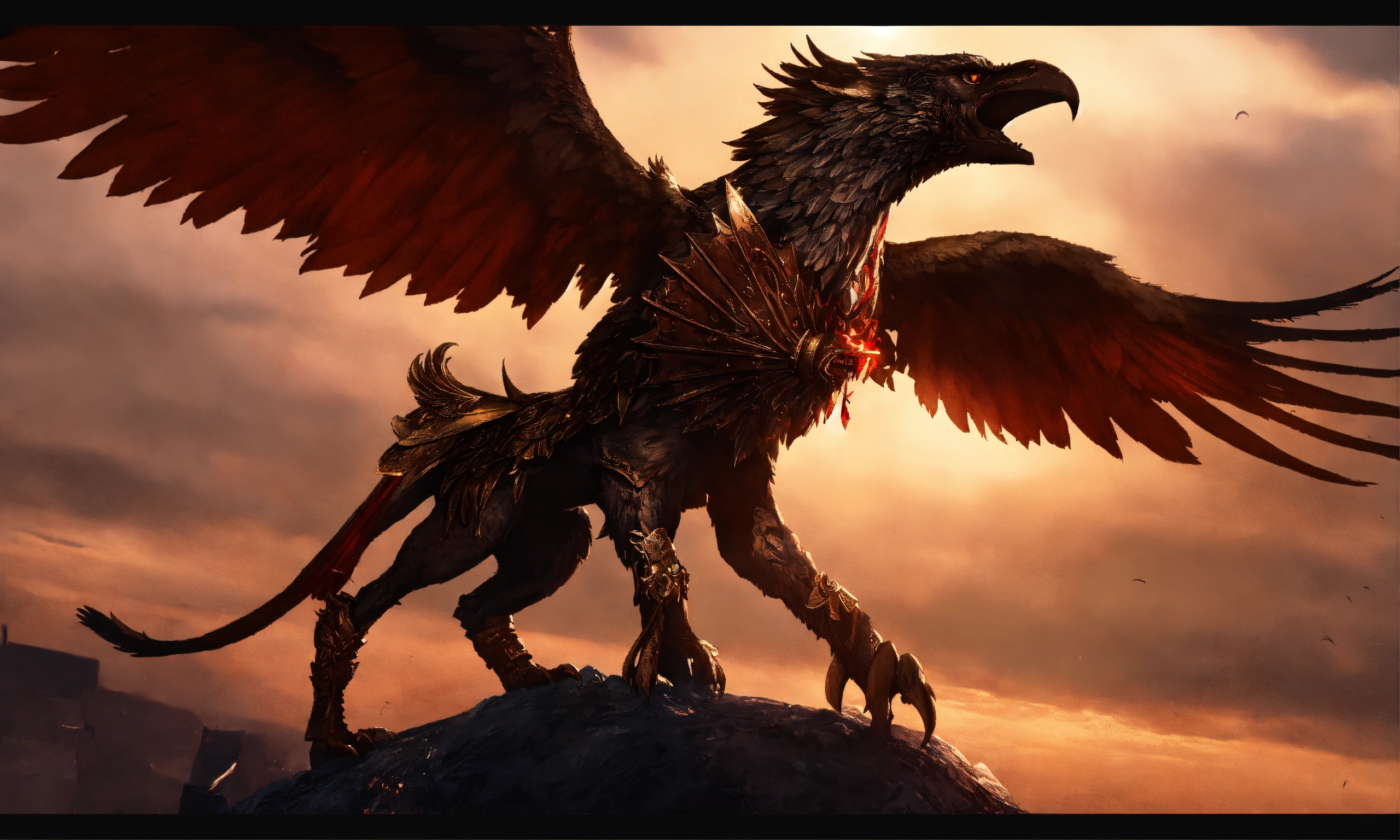 Lexica - An majestic undead griffin carrying a banner