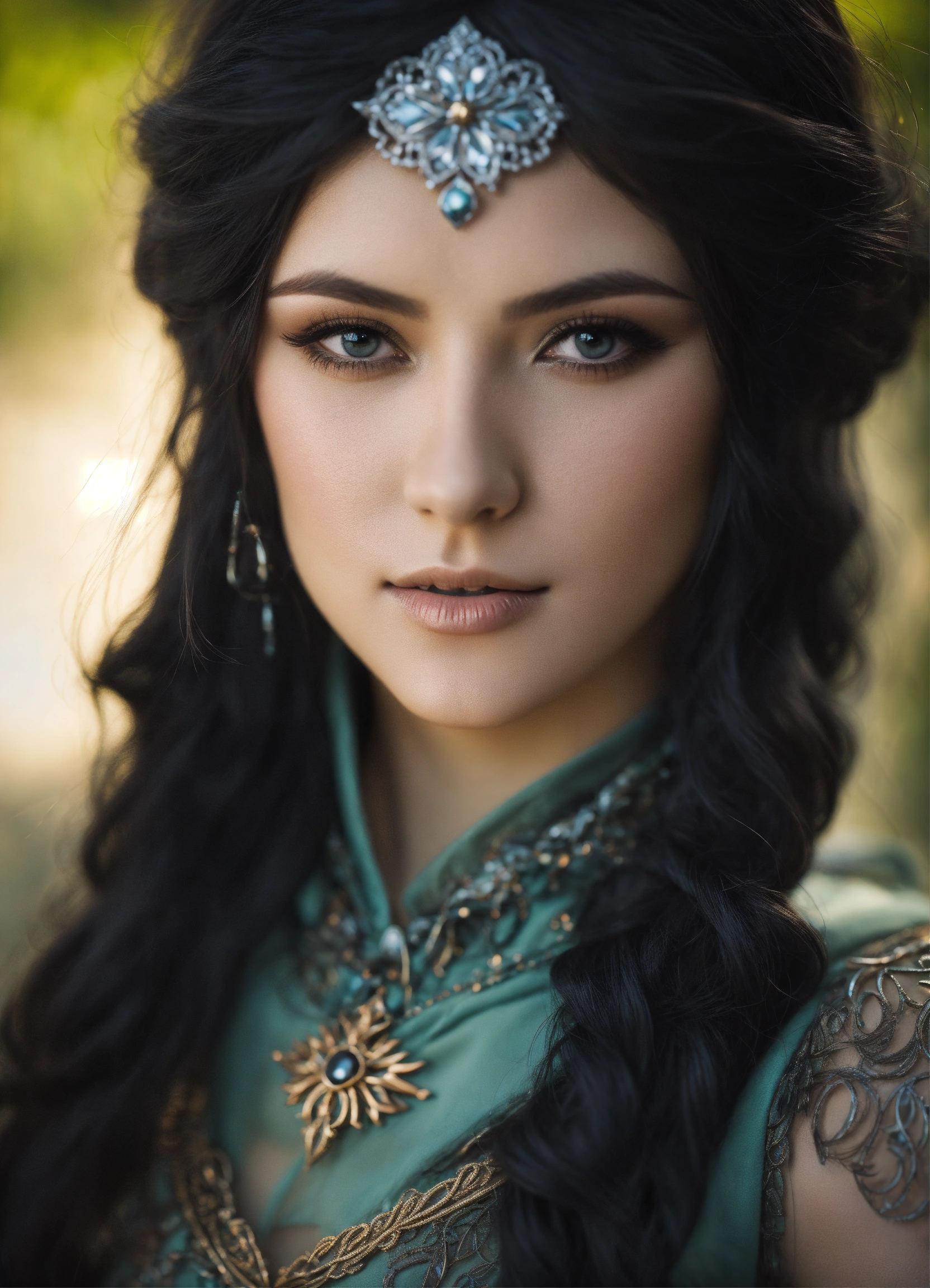 Lexica - Beautiful elven woman with black hair and grey eyes
