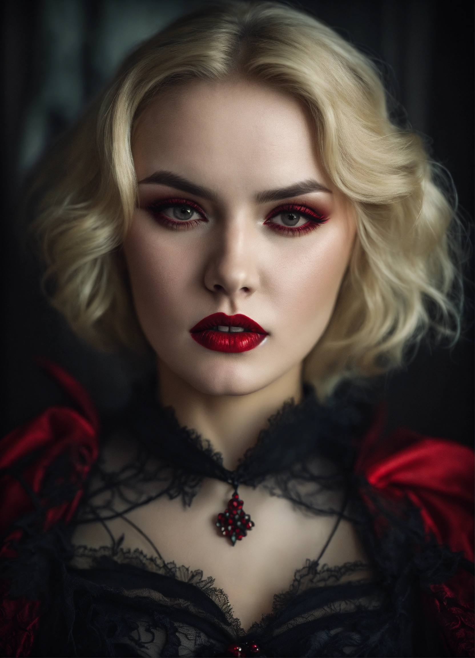 Lexica - Photo quality portrait of blonde beauty as a gothic vampire ...