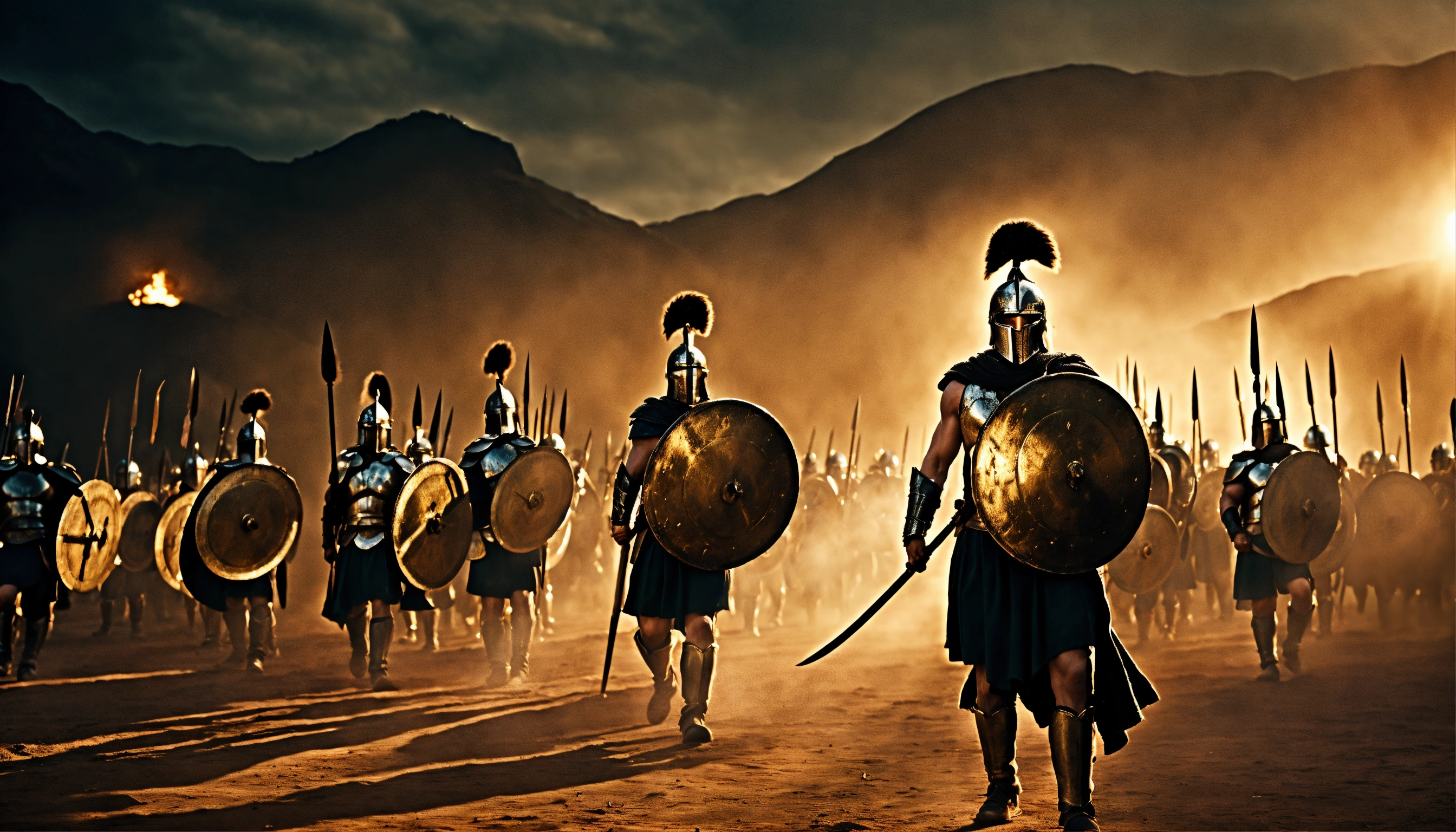 Lexica - Produce me an image of Spartans readies to fight, movie image ...