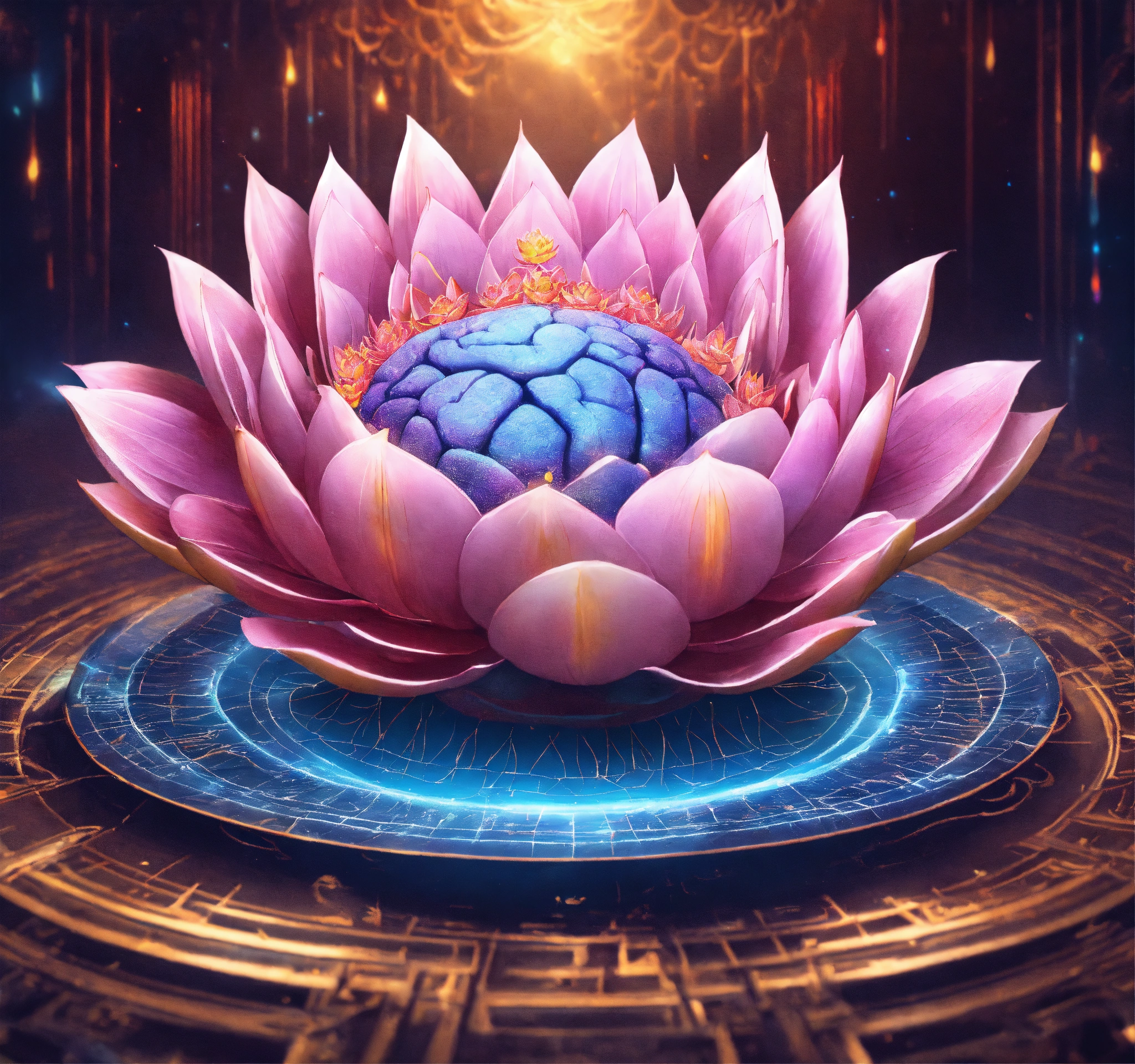 Lexica - Brain with a mesmerizing mystic lotus in it.