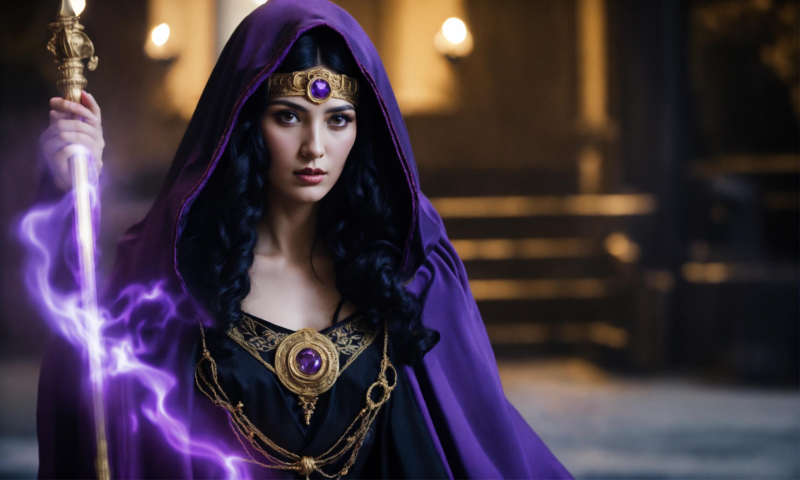 Lexica - Greek goddess Hecate, black hair, cloaked in a black robe with ...