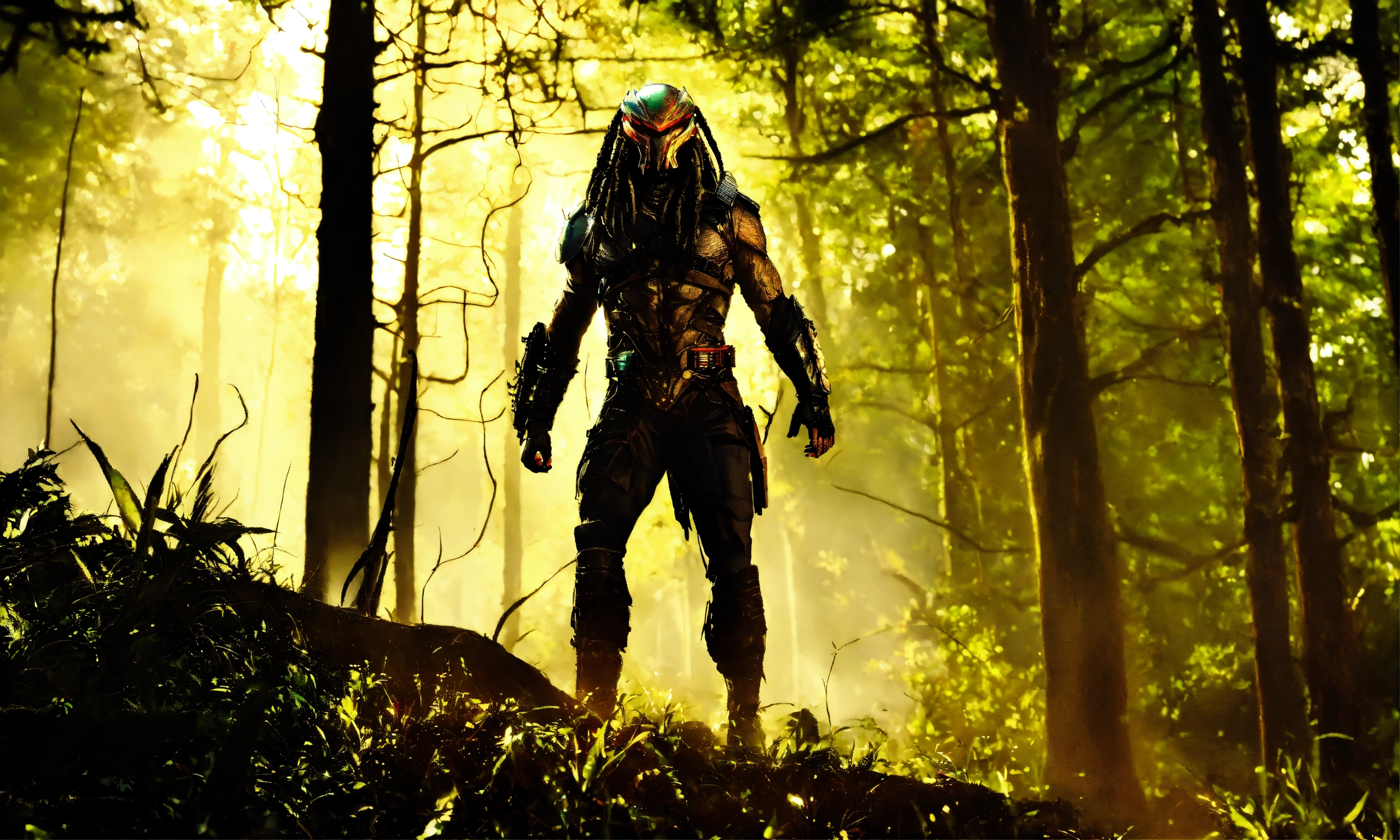 Lexica - Predator movie, scary, 4k, forest, glowing eyes