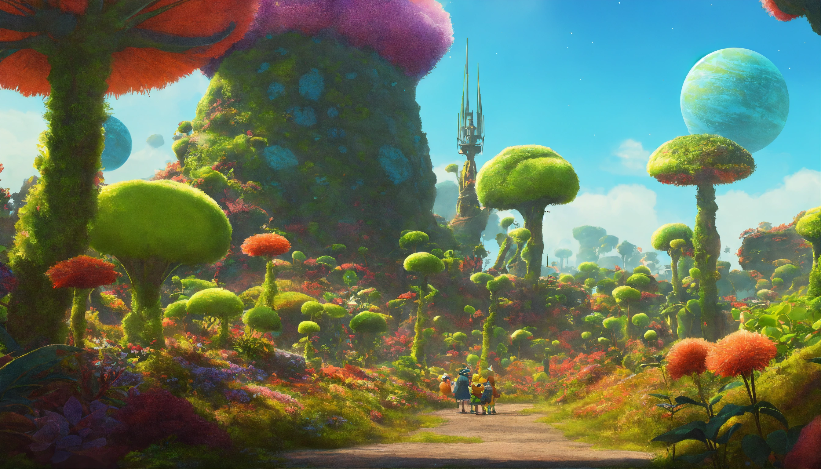 Lexica - A planet with furry plants, pixar art style, Monsters corporation