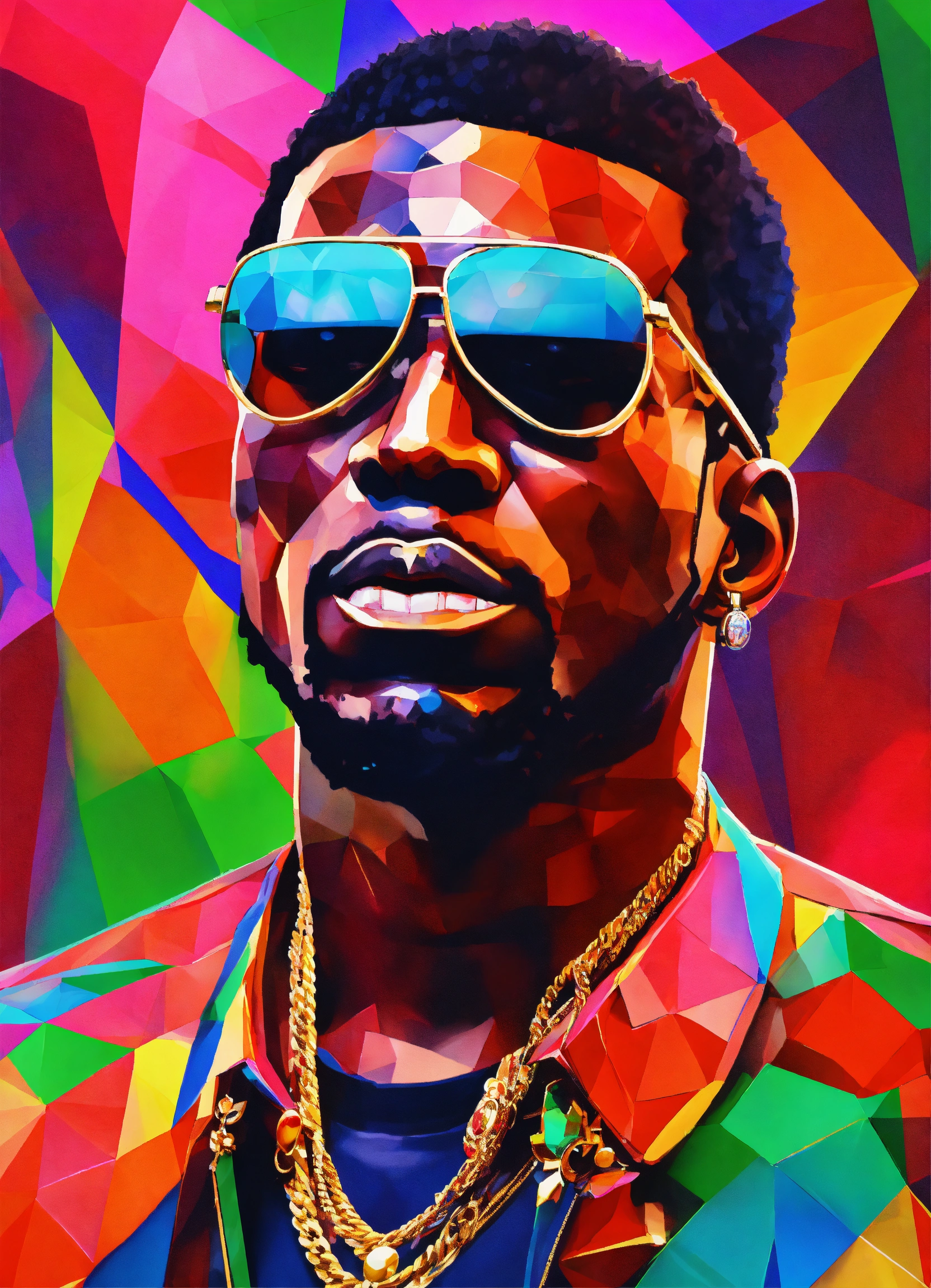 Lexica - Portrait of gucci mane verry abstract poligon style 3d