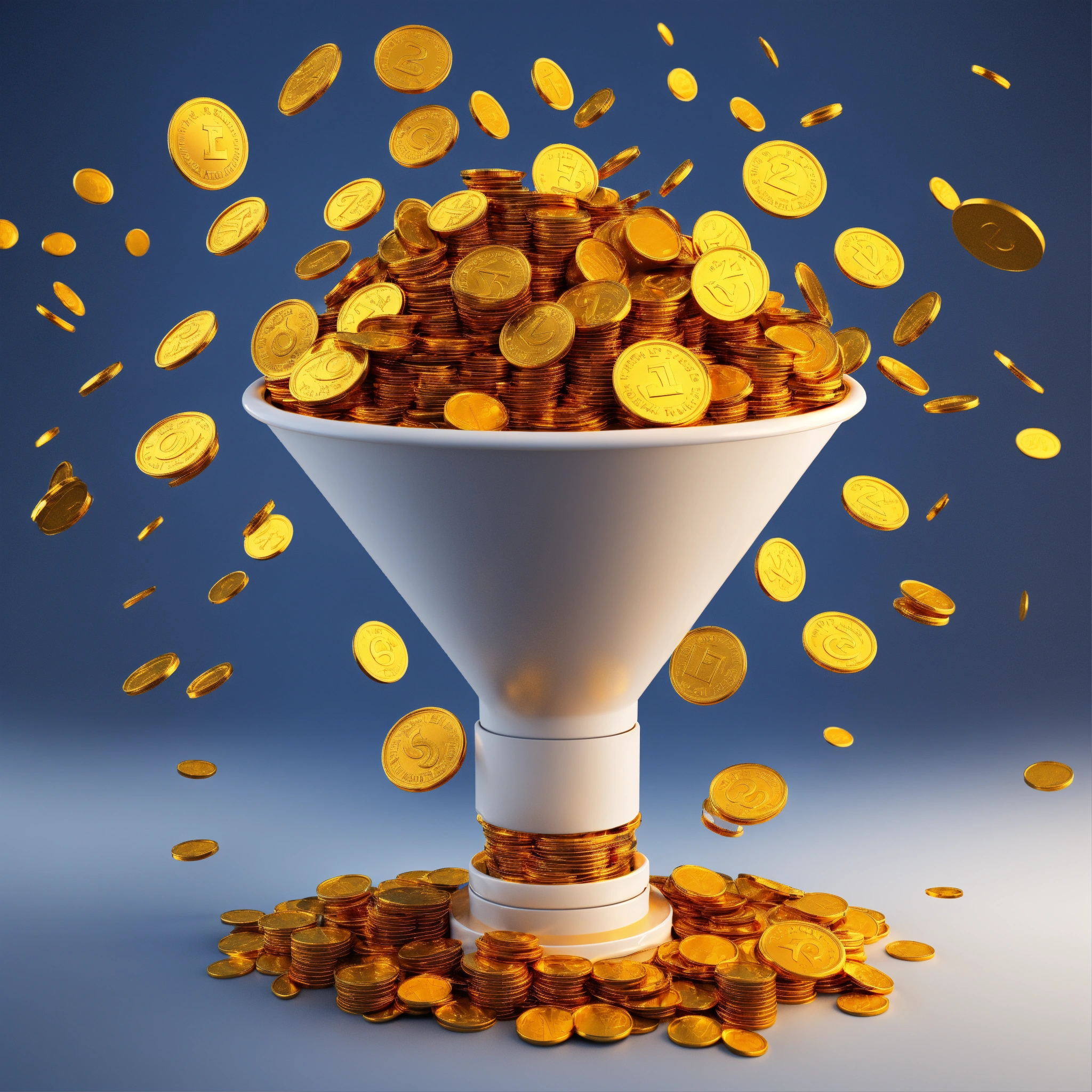 Lexica - The icon in 3 d, the funnel from which gold coins fly out, is ...