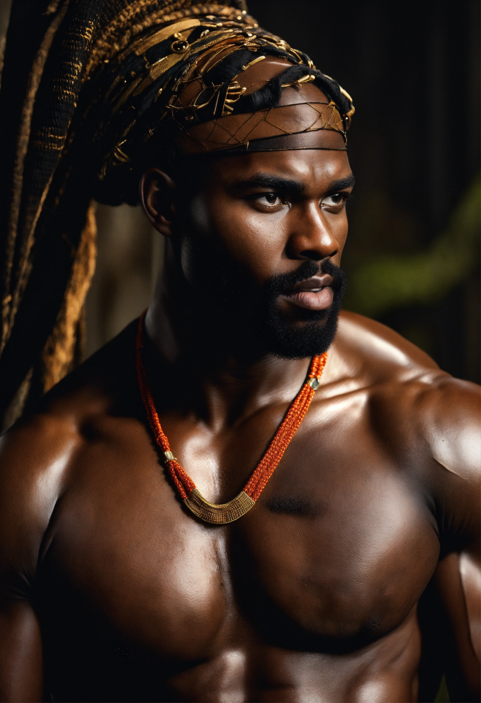 Lexica - Portrait of a stunningly handsome African warrior with defined ...