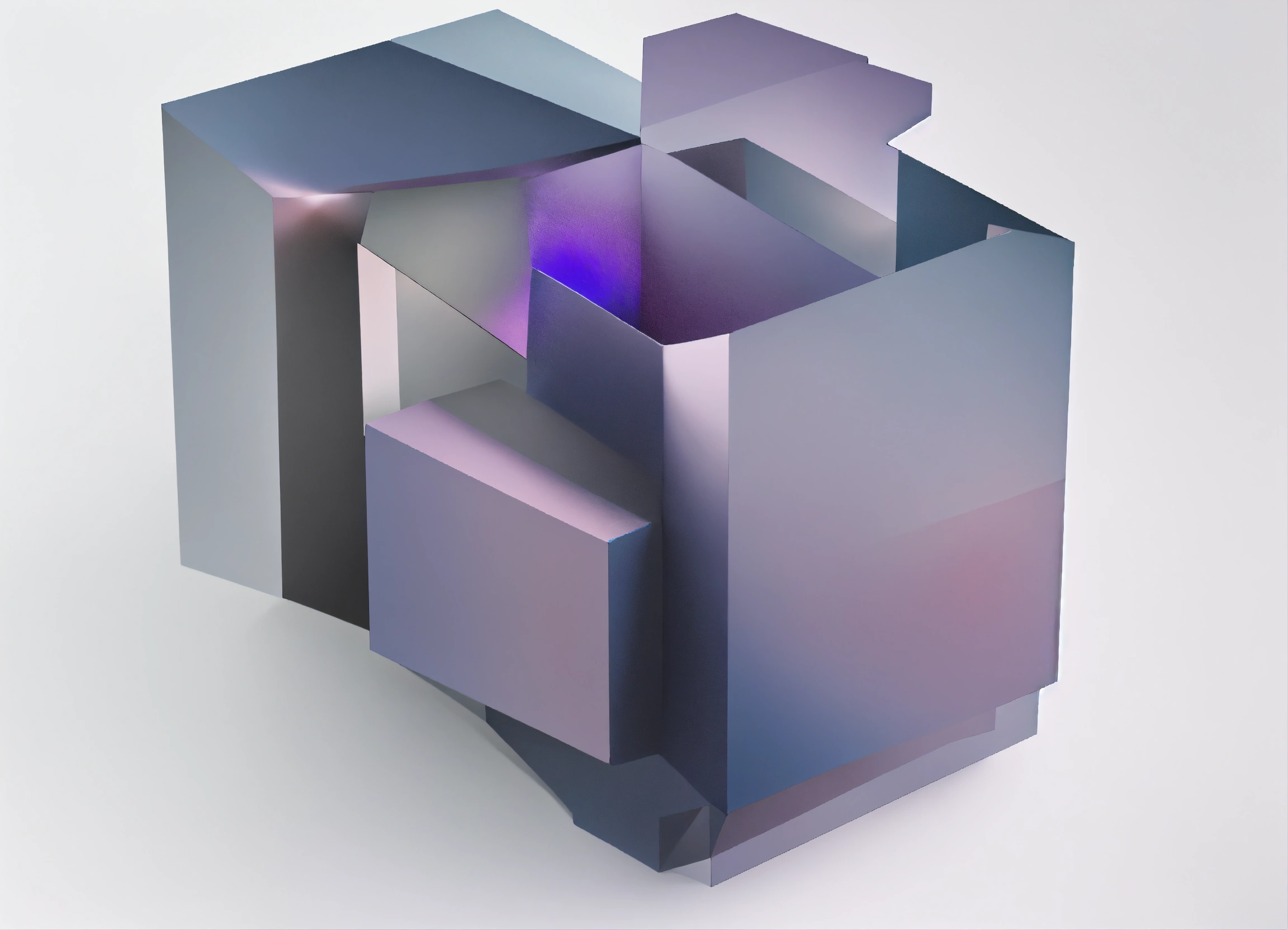 Lexica - Isometric shape, retangular 3D shape, a blue purple geometric ...