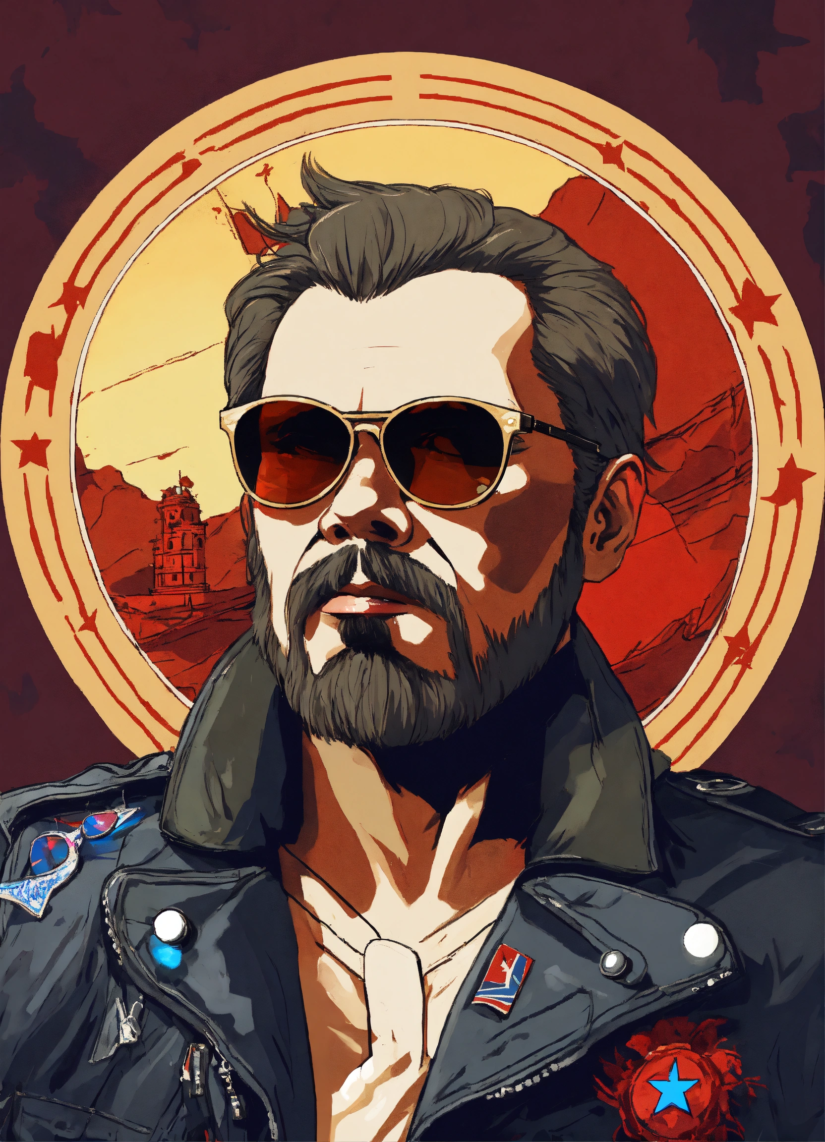 Lexica - Illustration of a cool Lenin in a rocker avatar, donning ...