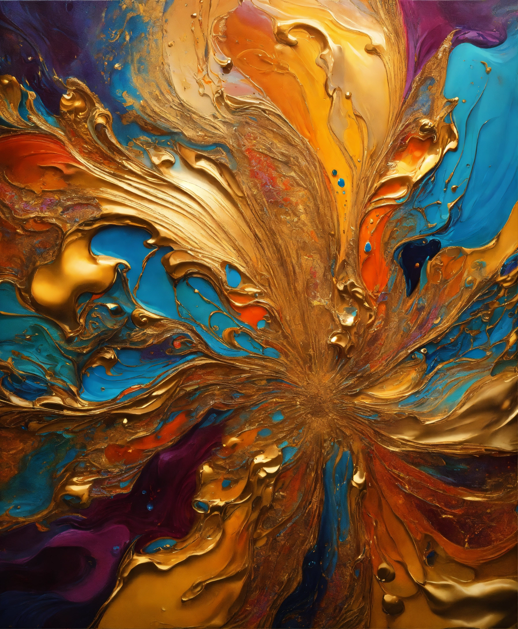 Lexica - Colorful abstract painting oil and water complex complicated ...