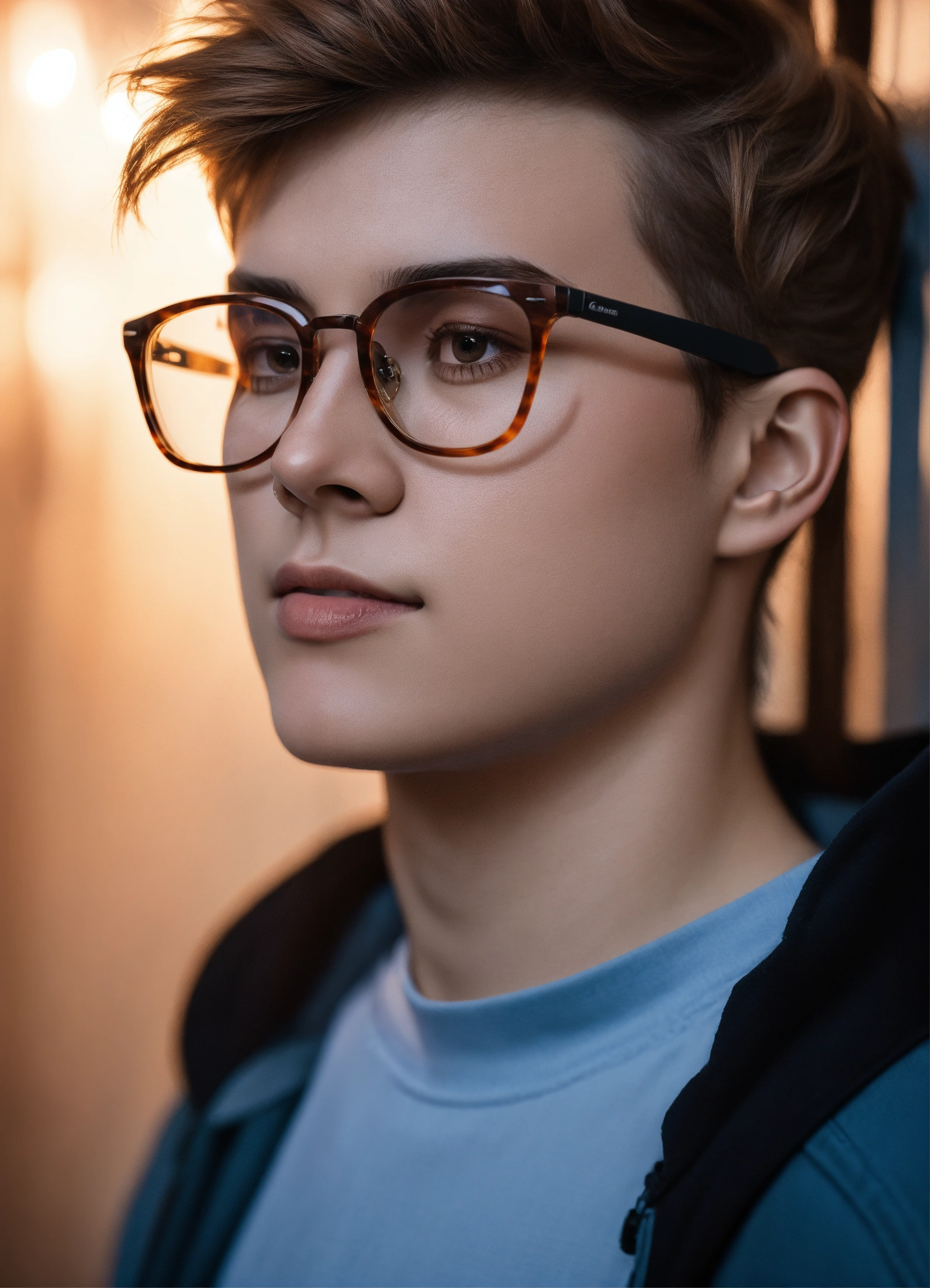 Lexica - Straight male streamer short light brown hair jawline ...