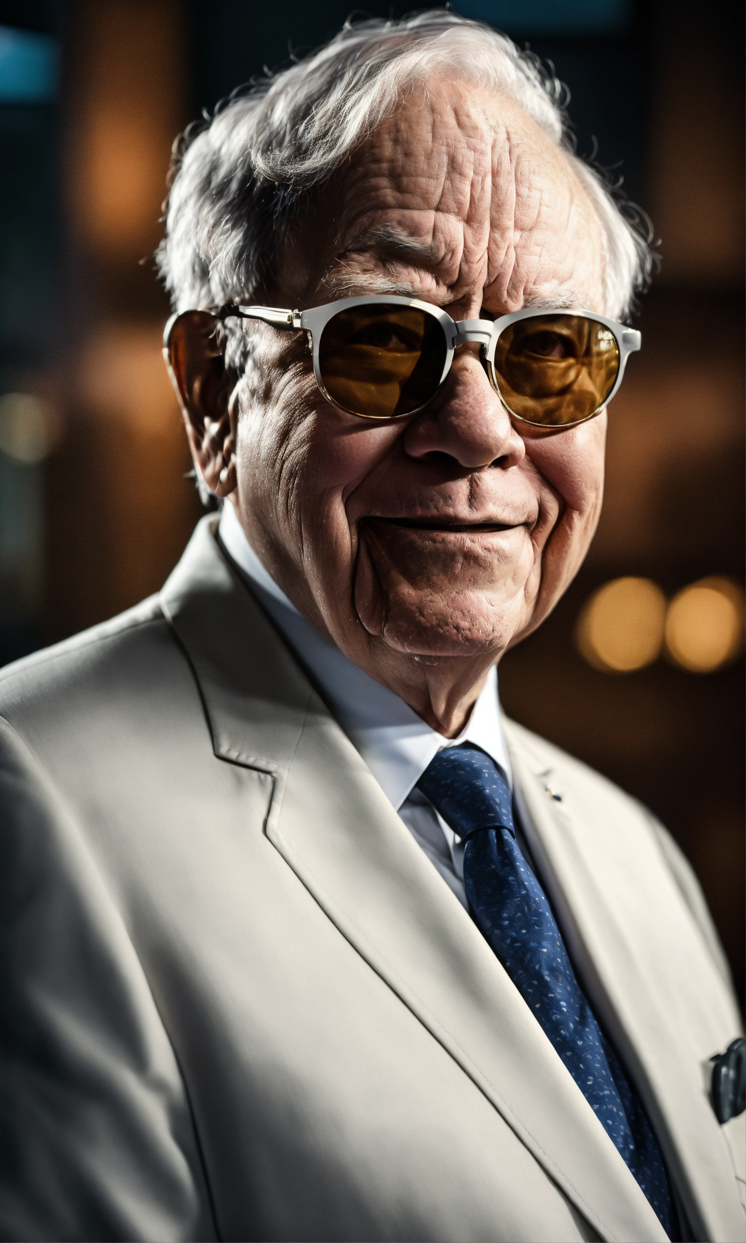 Lexica - Image of warren buffet, with small, in a white suit, with ...