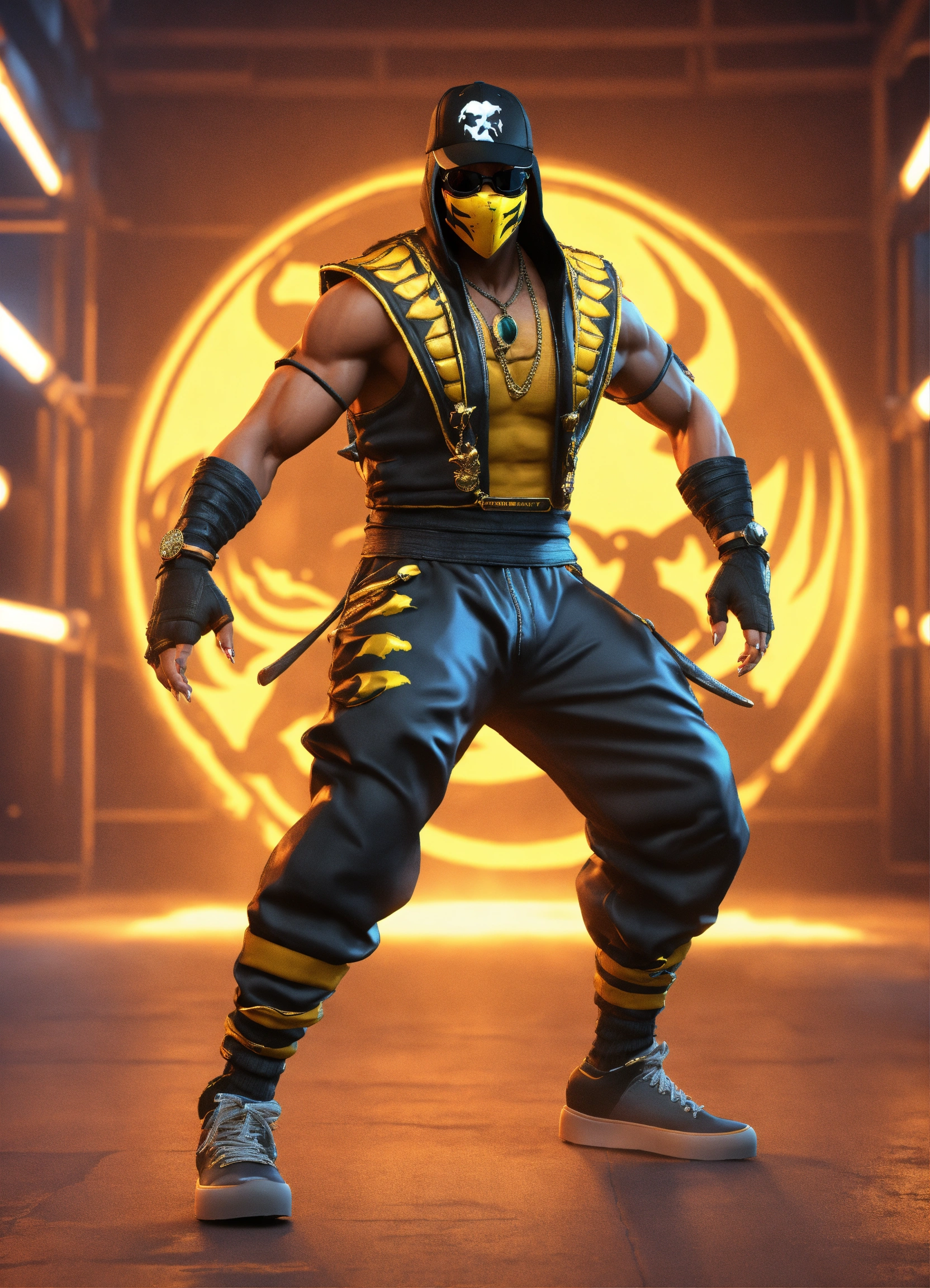 Lexica - 3D model, Scorpion from mortal kombat in trendy hip-hop attire ...