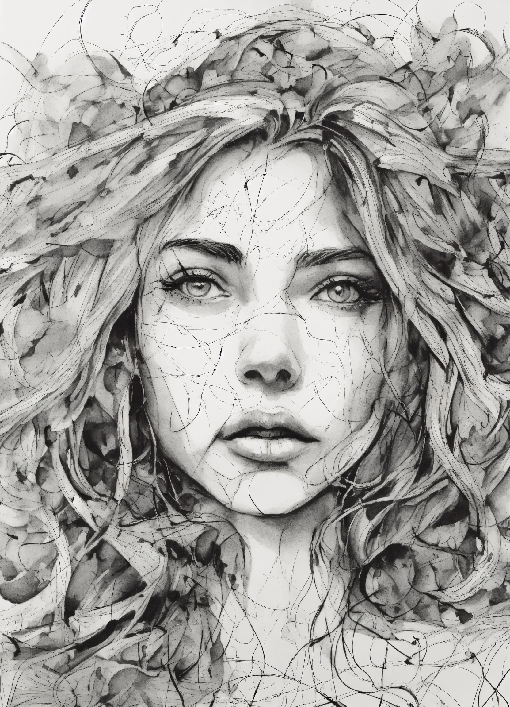 Lexica - Sketch of a the manifestation of anxiety. a woman surrounded ...