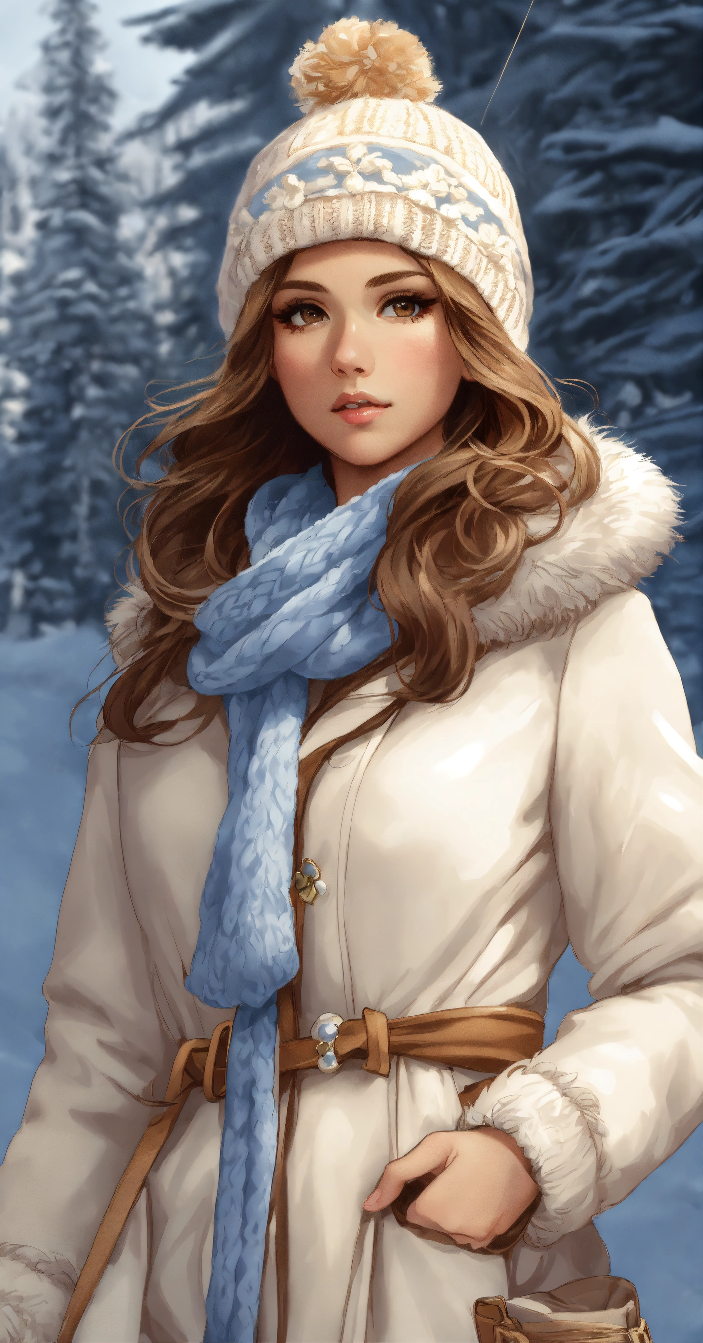 Lexica - Lushill style, a beautiful woman full body, long brown hair ...