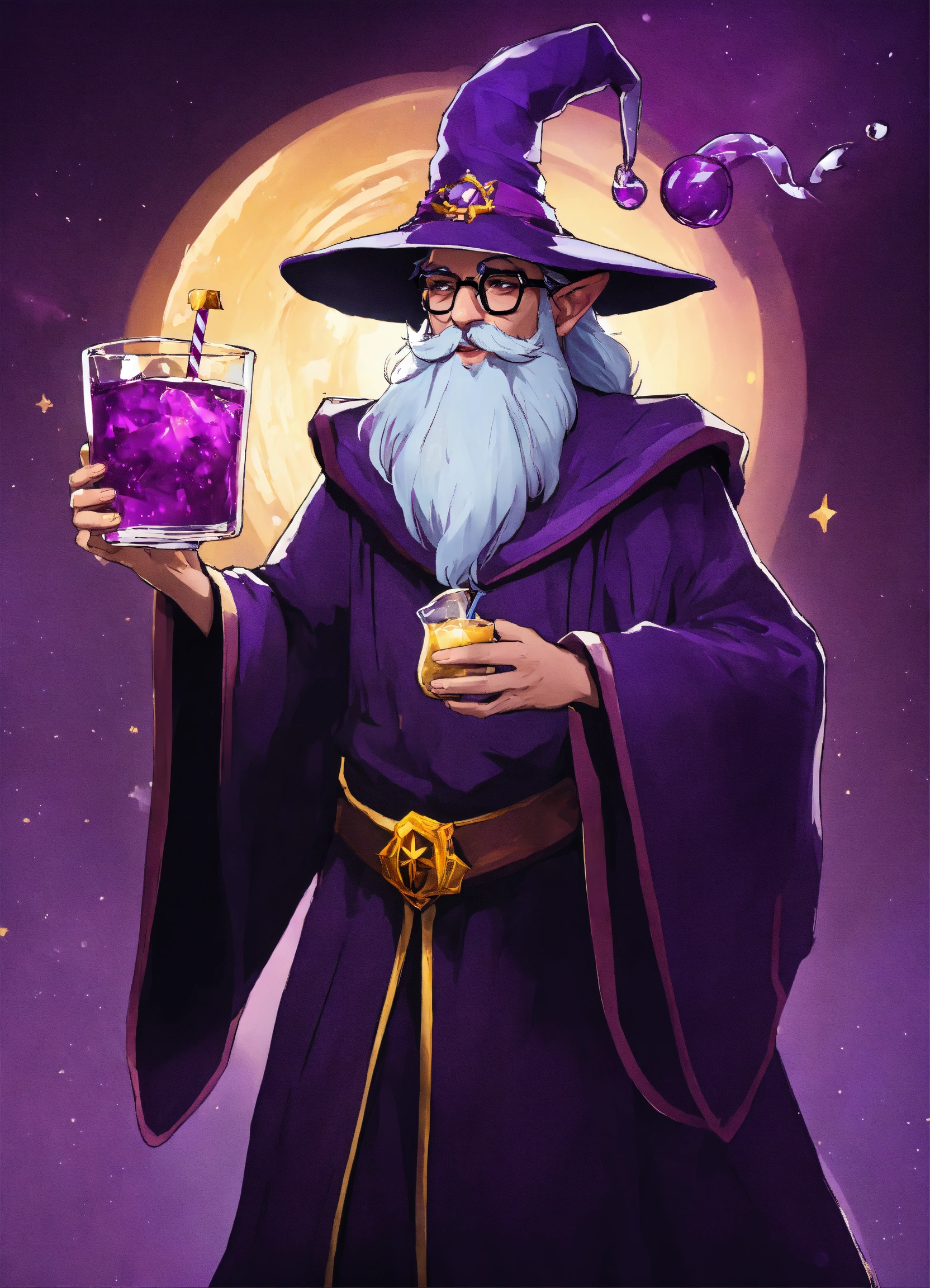 Lexica - Wizard holding a purple drink