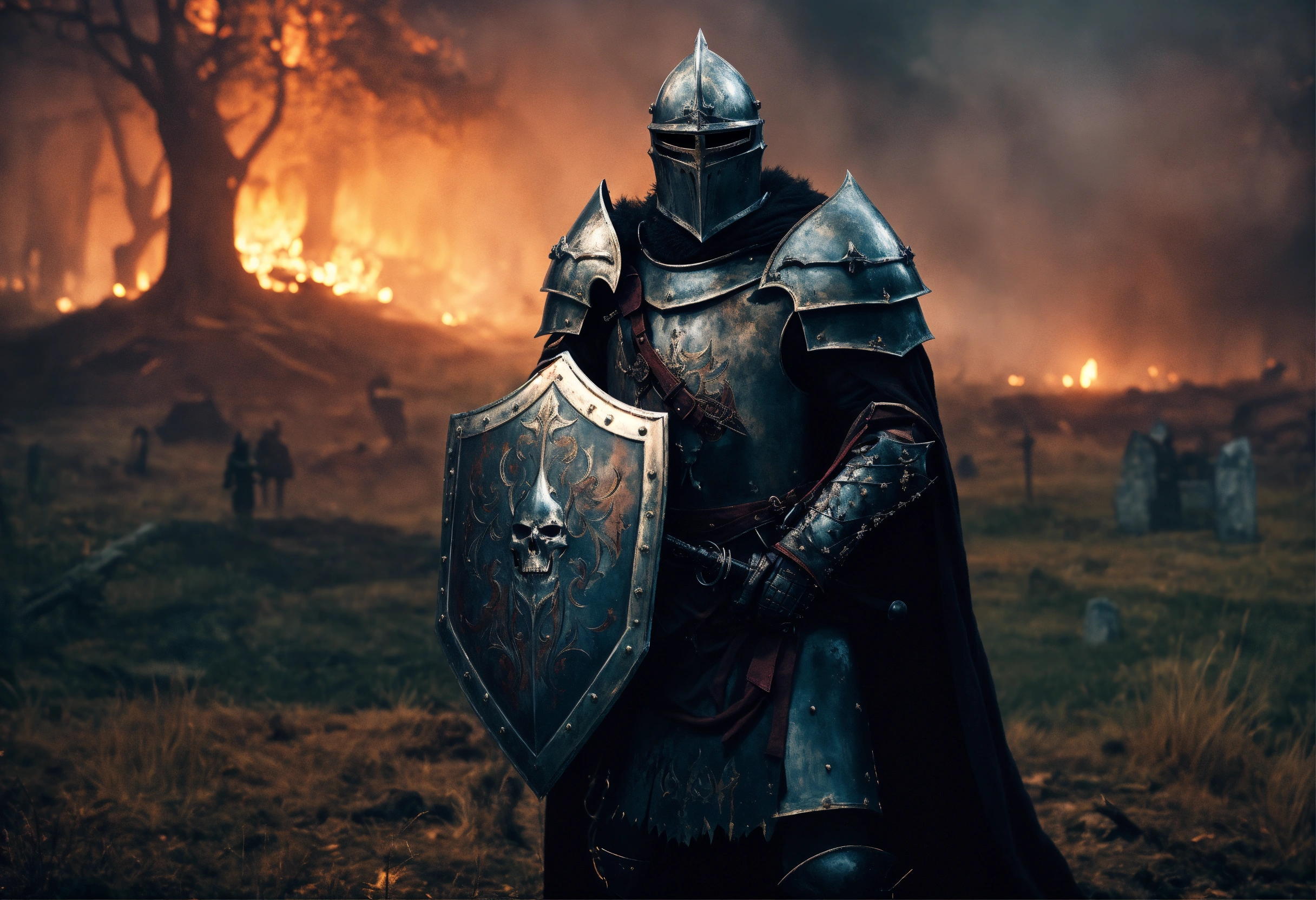 Lexica - Undead knight with a shield protecting a necromancer un dark ...