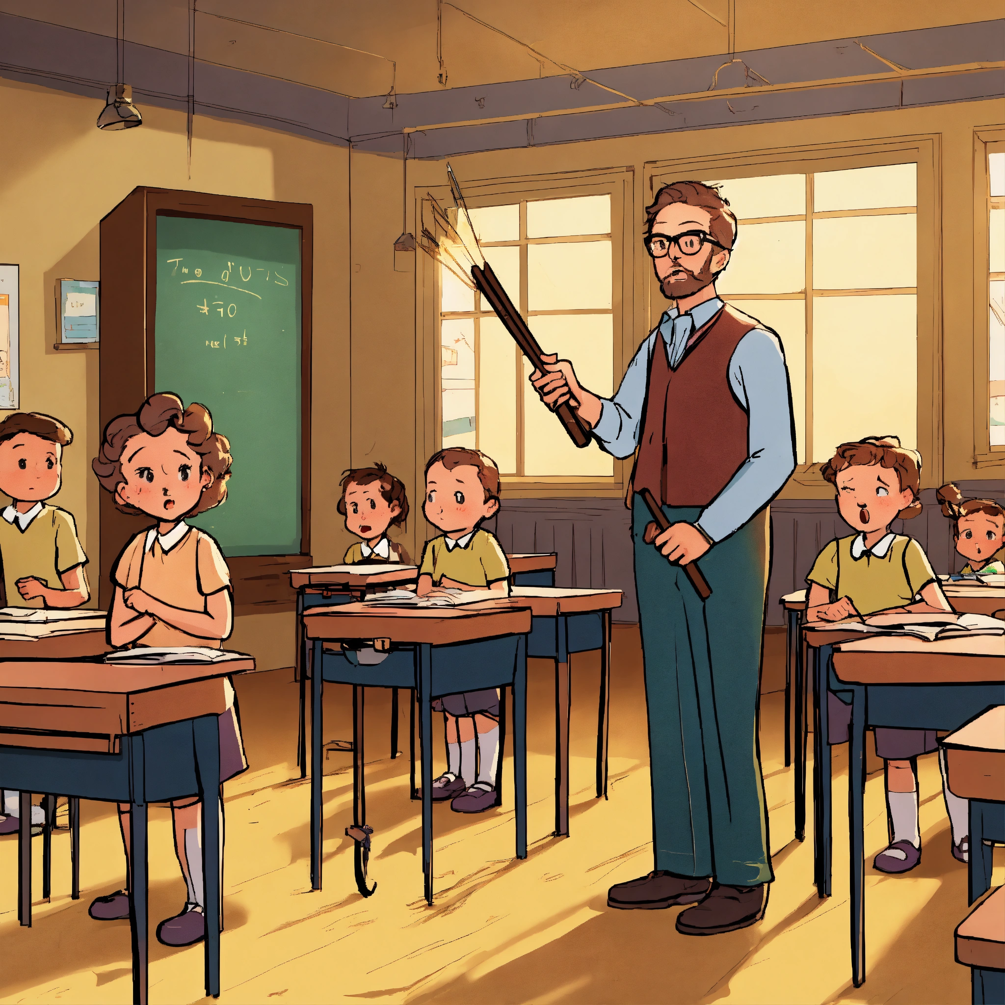 Lexica - The teacher is standing with rods in front of the class, the ...