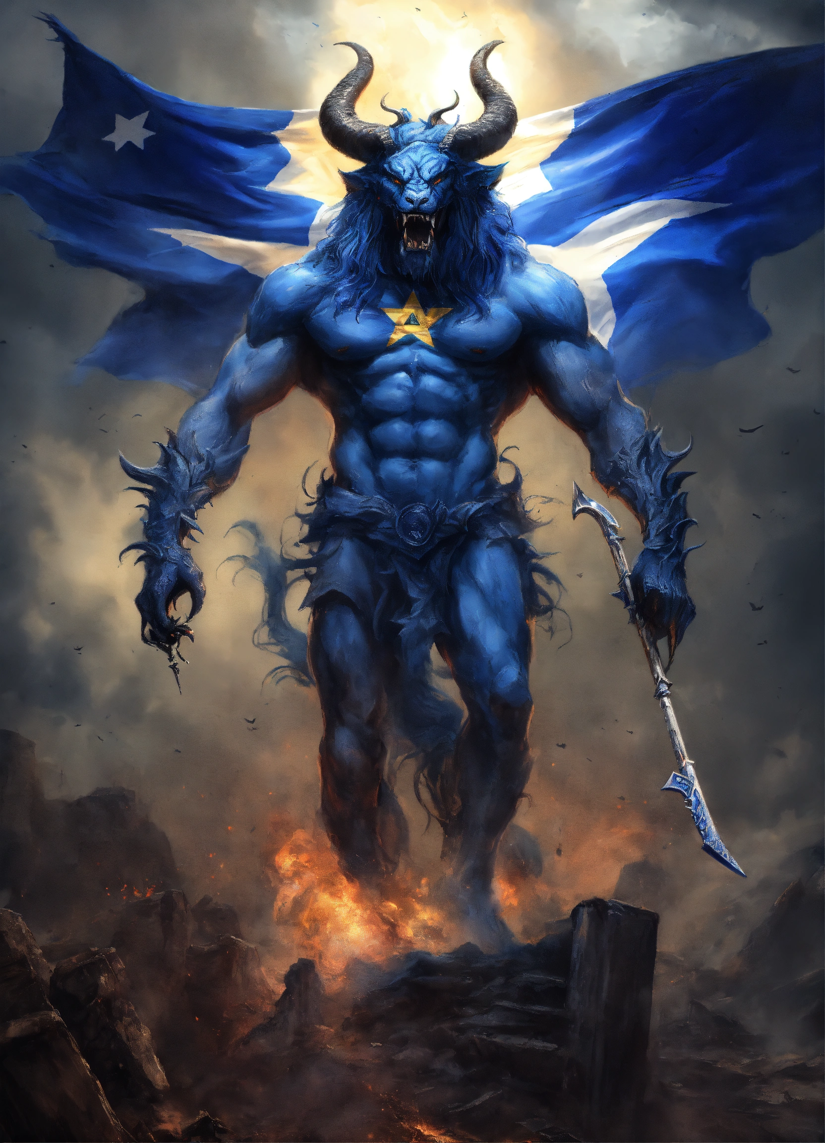 Lexica - Evil demonic Israel demon with an Israeli flag beast with an ...