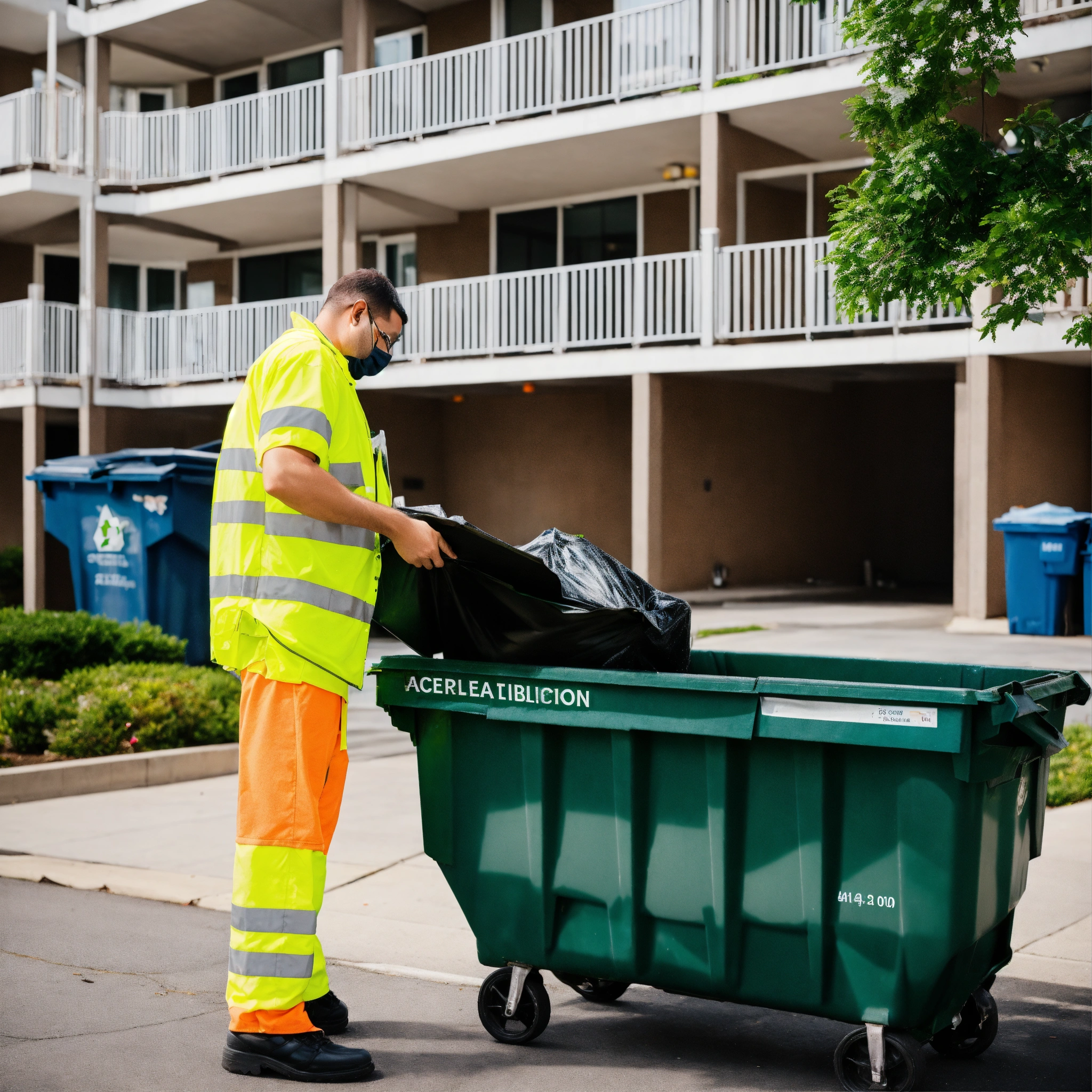Lexica - A photo of a man in a high-visibility vest taking out the ...