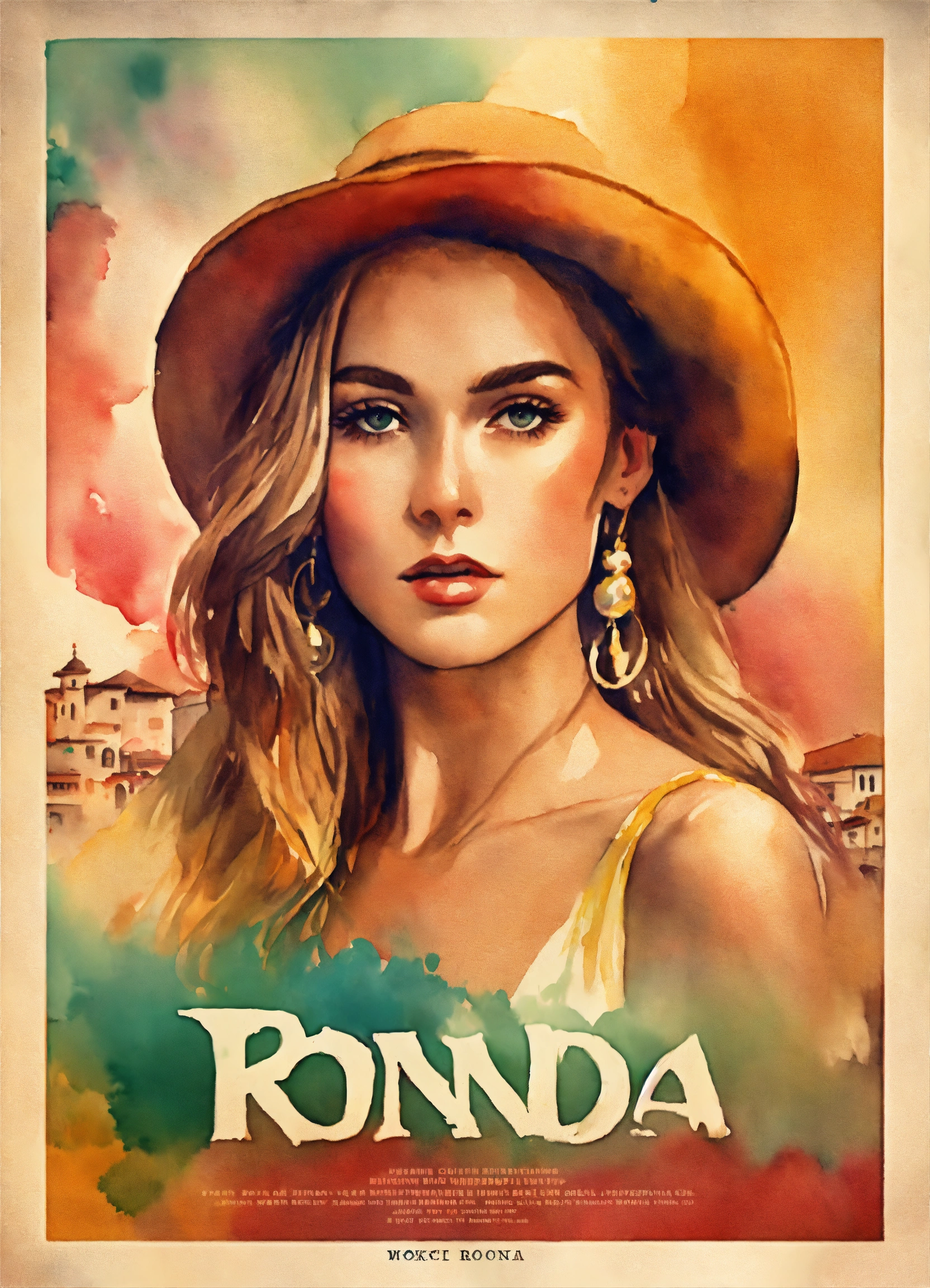Lexica - Ronda poster vintage boho retro watercolor style