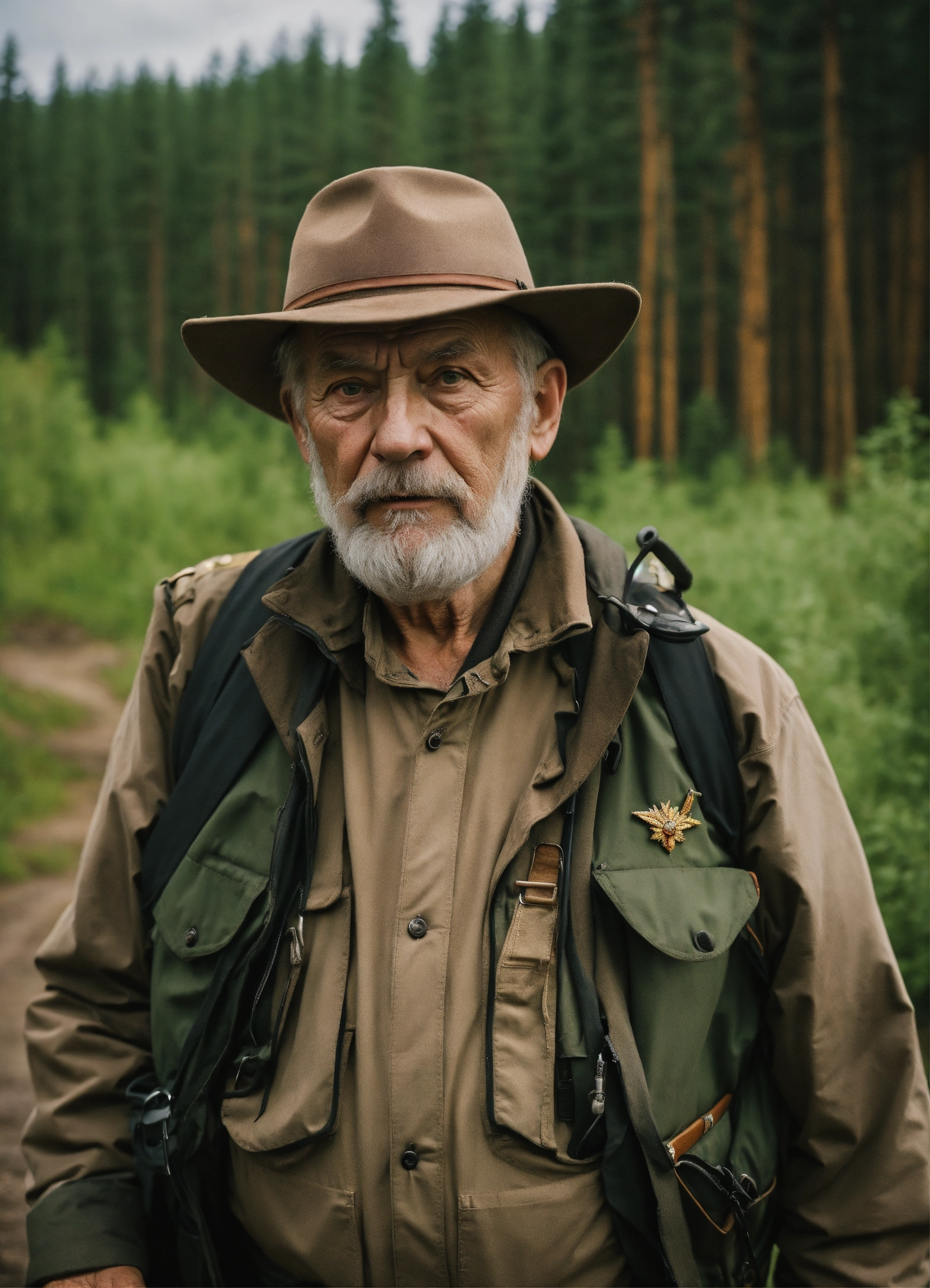 Lexica - Scared unique expressive old FOREST ranger in Siberia agent ...