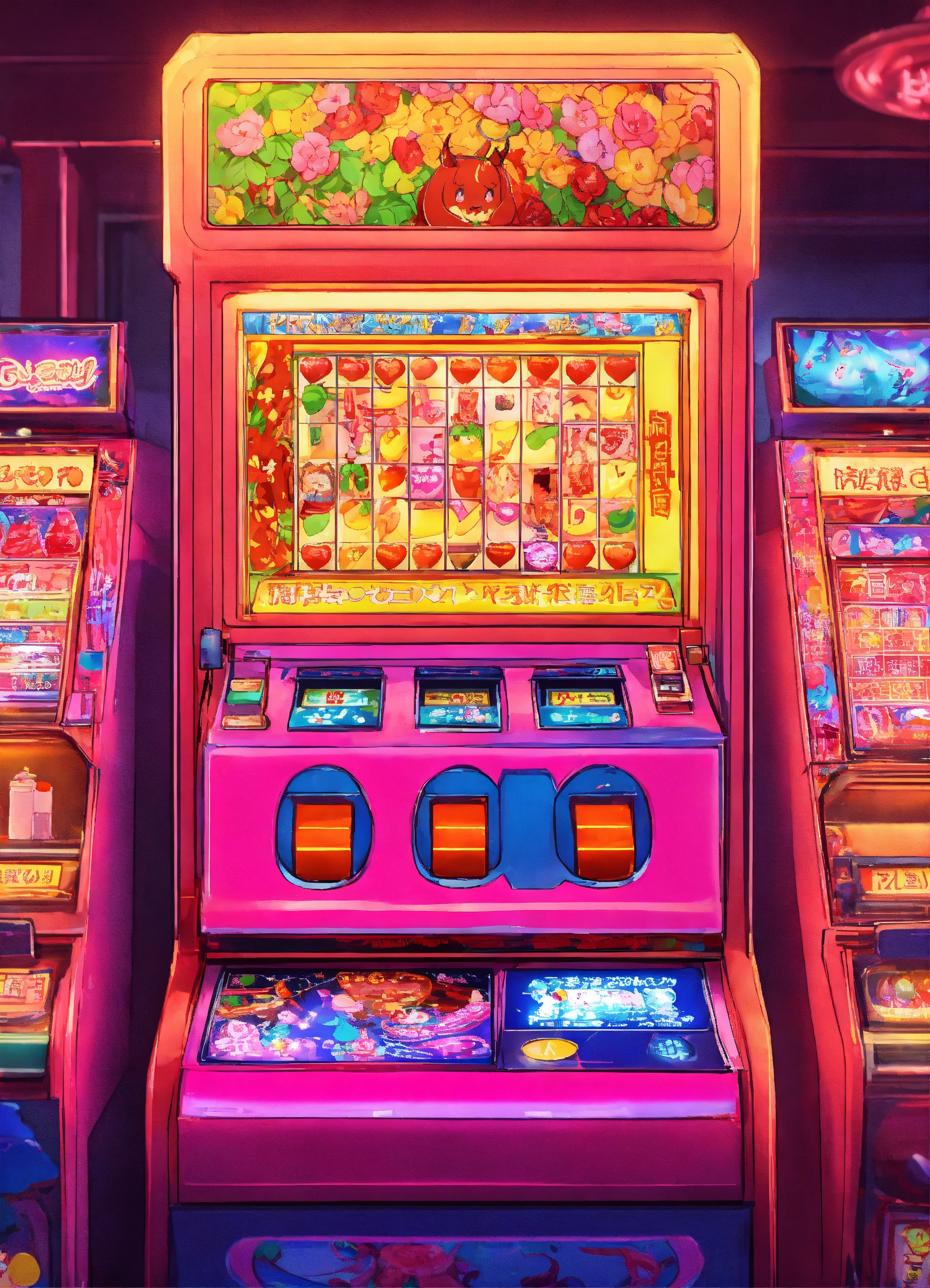 Lexica - Kawaii Anime characters devil slotmachine location，8k and ...