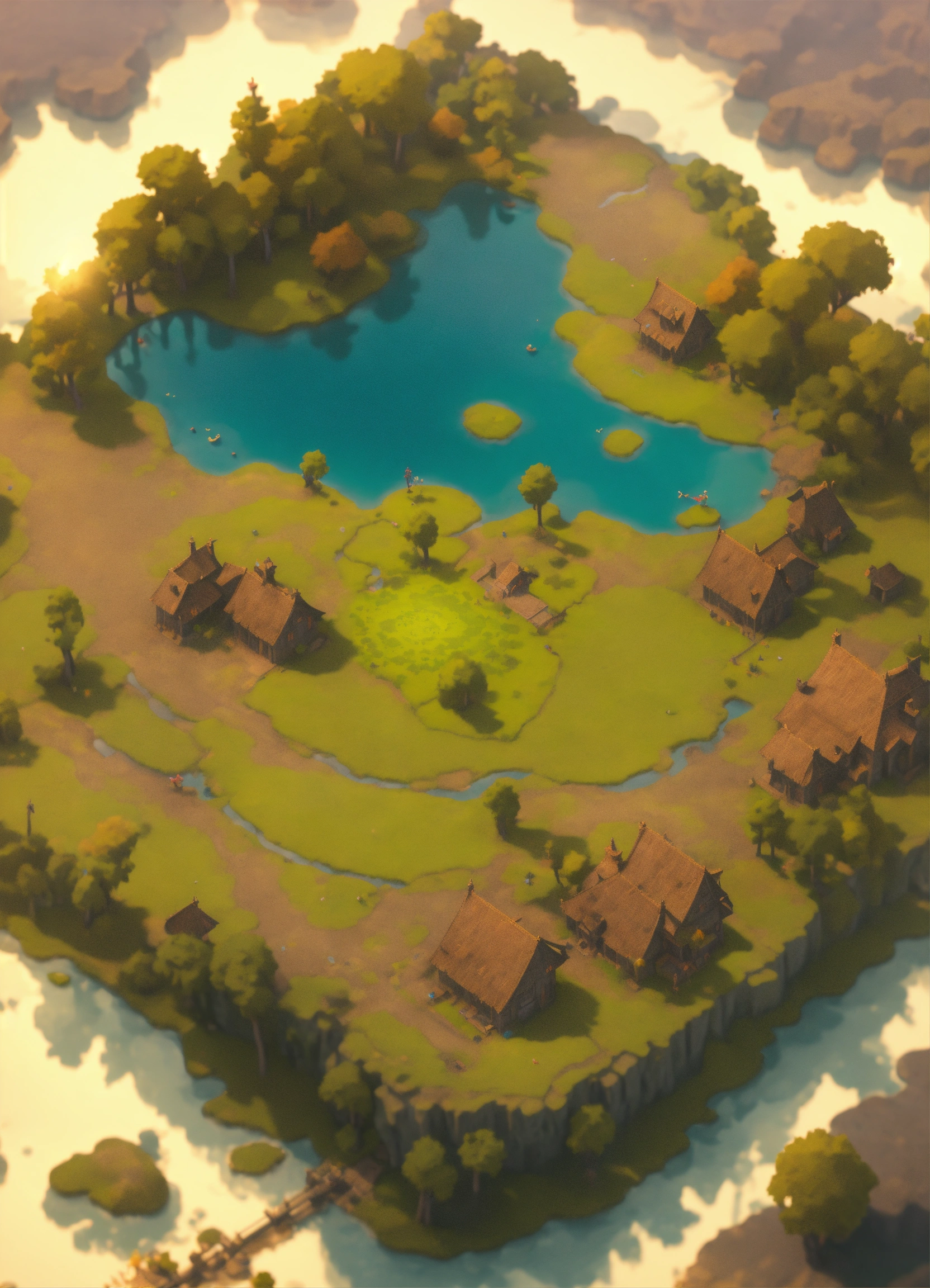 Lexica - A topdown fantasy map from 9 0 degrees angle of a bog market ...