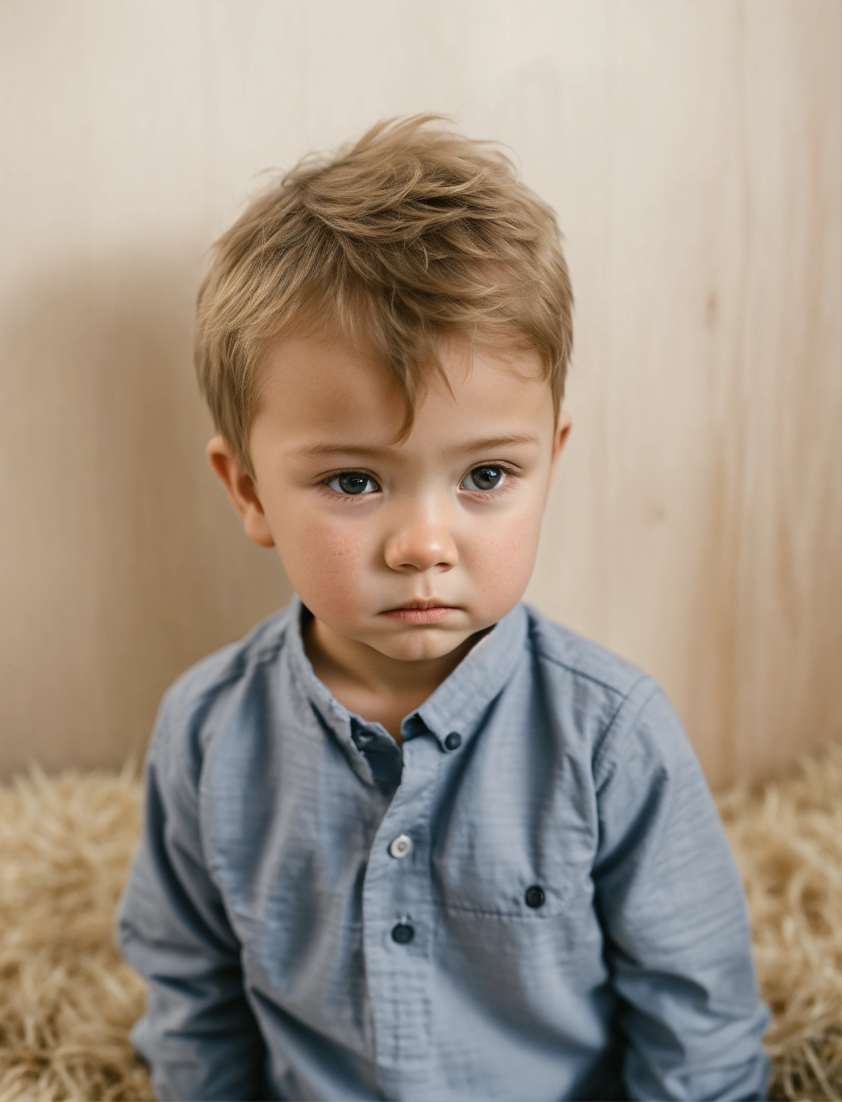 Lexica - A boy toddler staring at nothing, dark blonde