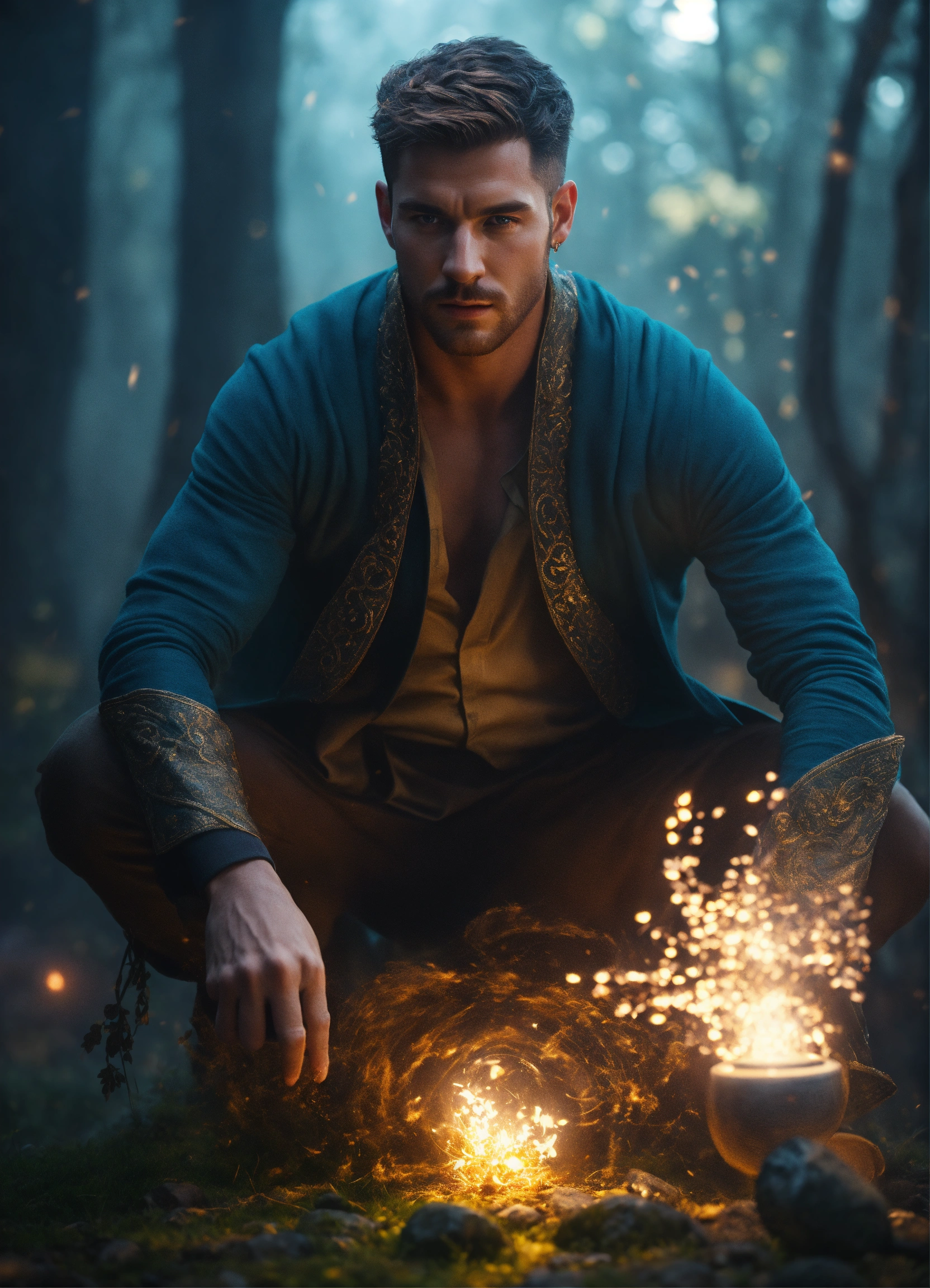 Lexica - A realistic full body portrait of a male magic using druid ...