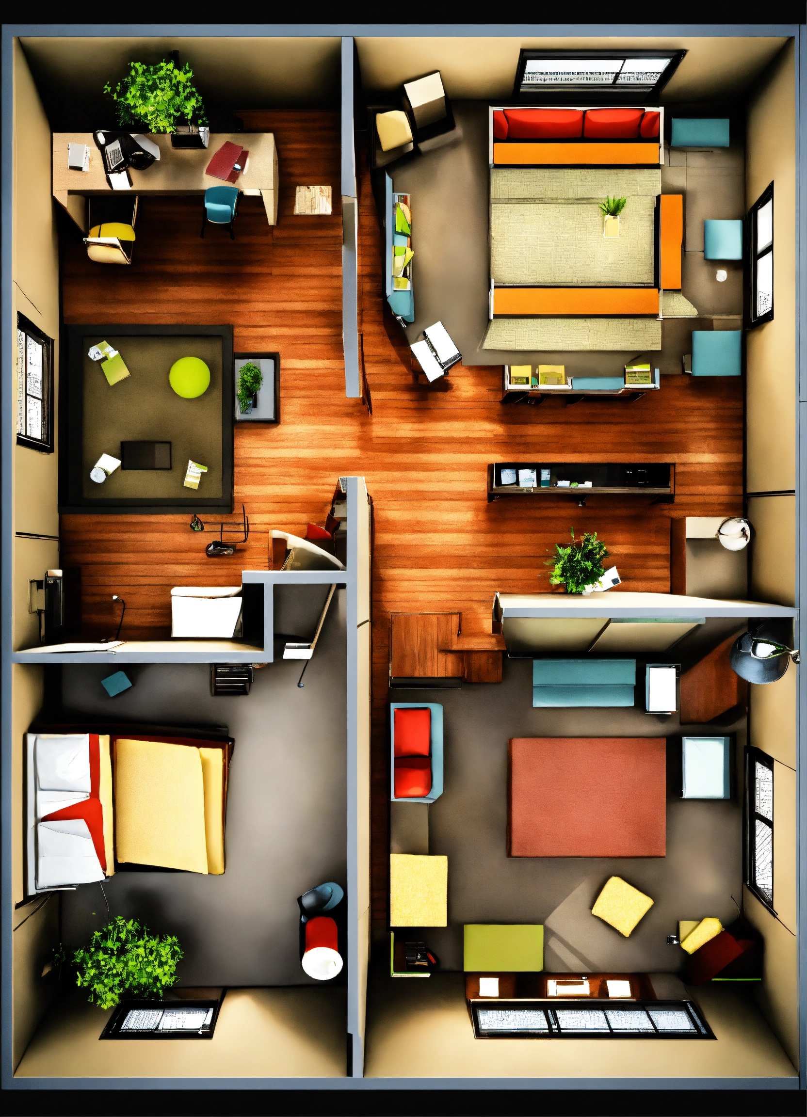 Lexica - Office space, aerial view, plan