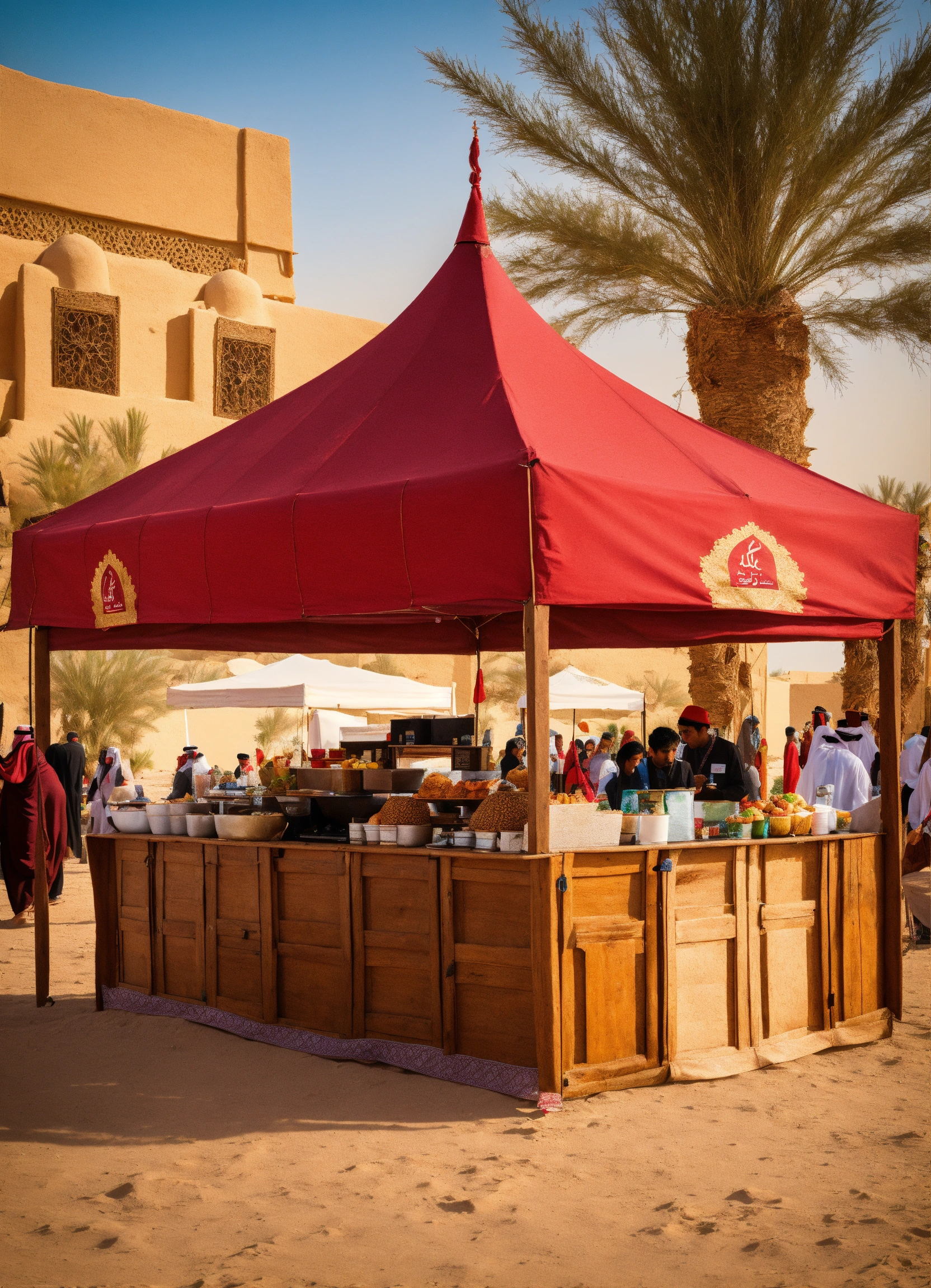 Lexica - Bahrain Oasis Street Food Festival desert environment, small ...