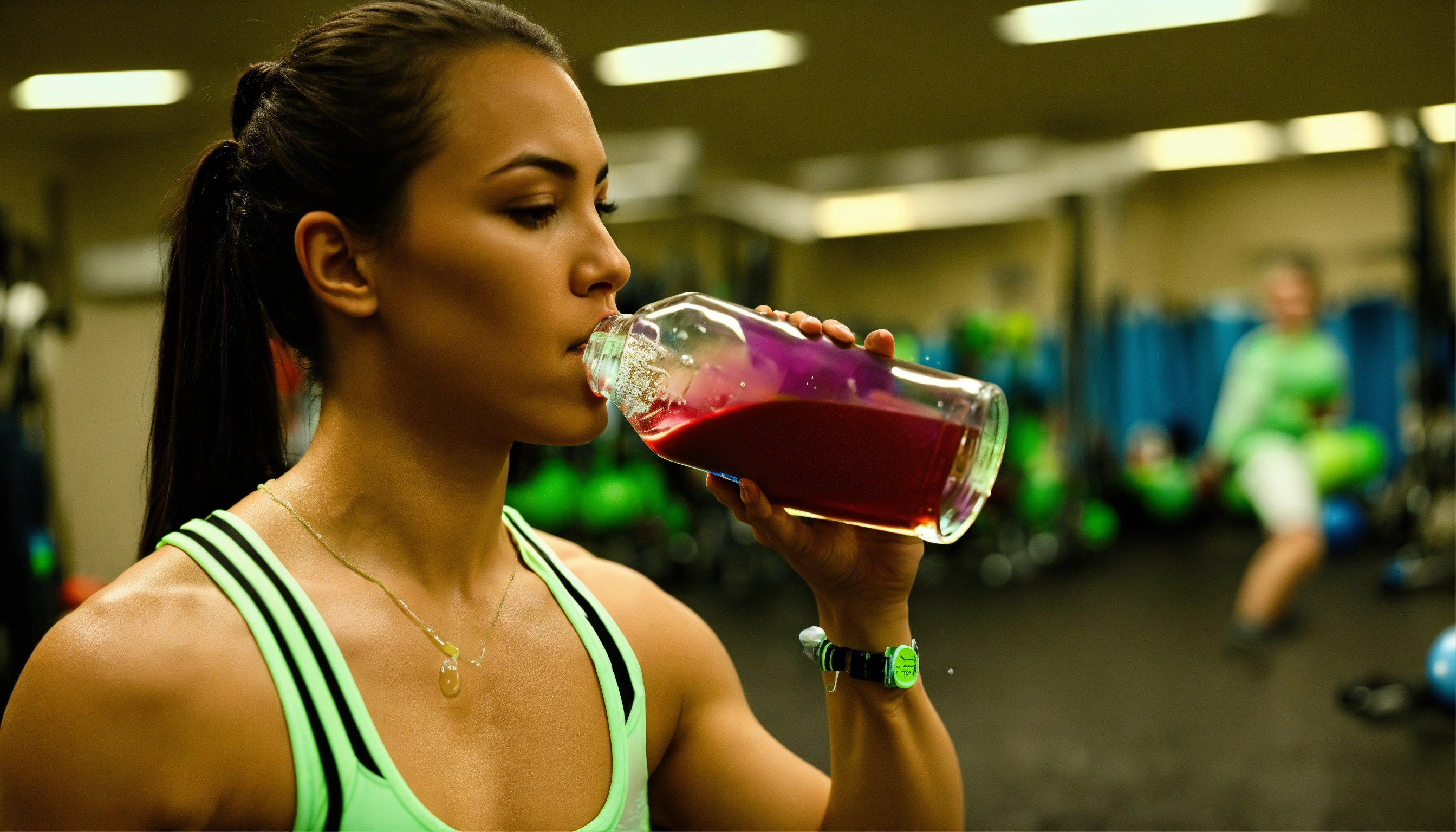 Lexica - A personal trainer drinking water in a gym