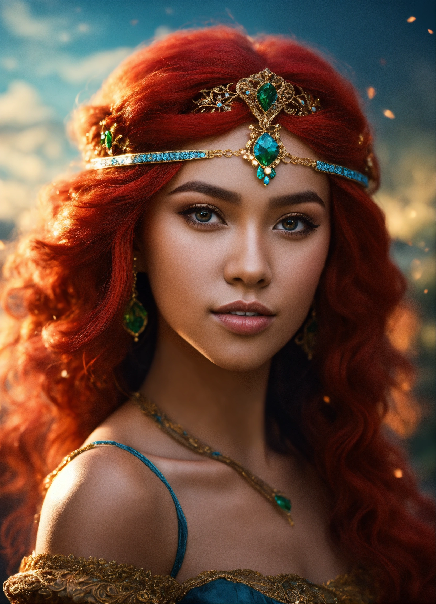 Lexica - Mixed-race people Princess red hair fantasy 4k