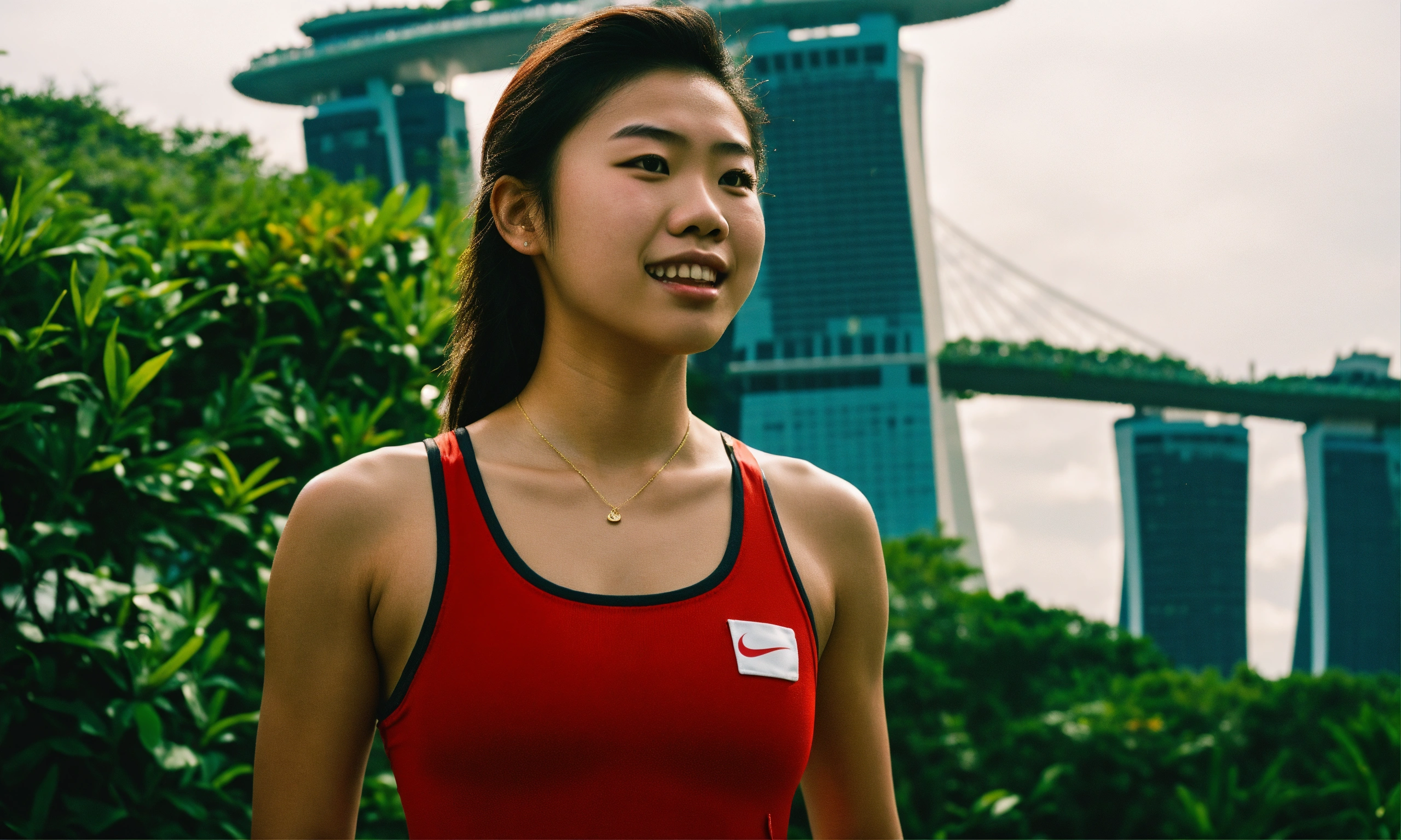 Lexica - Sunny day, tanned athletic 18-year-old Asian girl, national ...