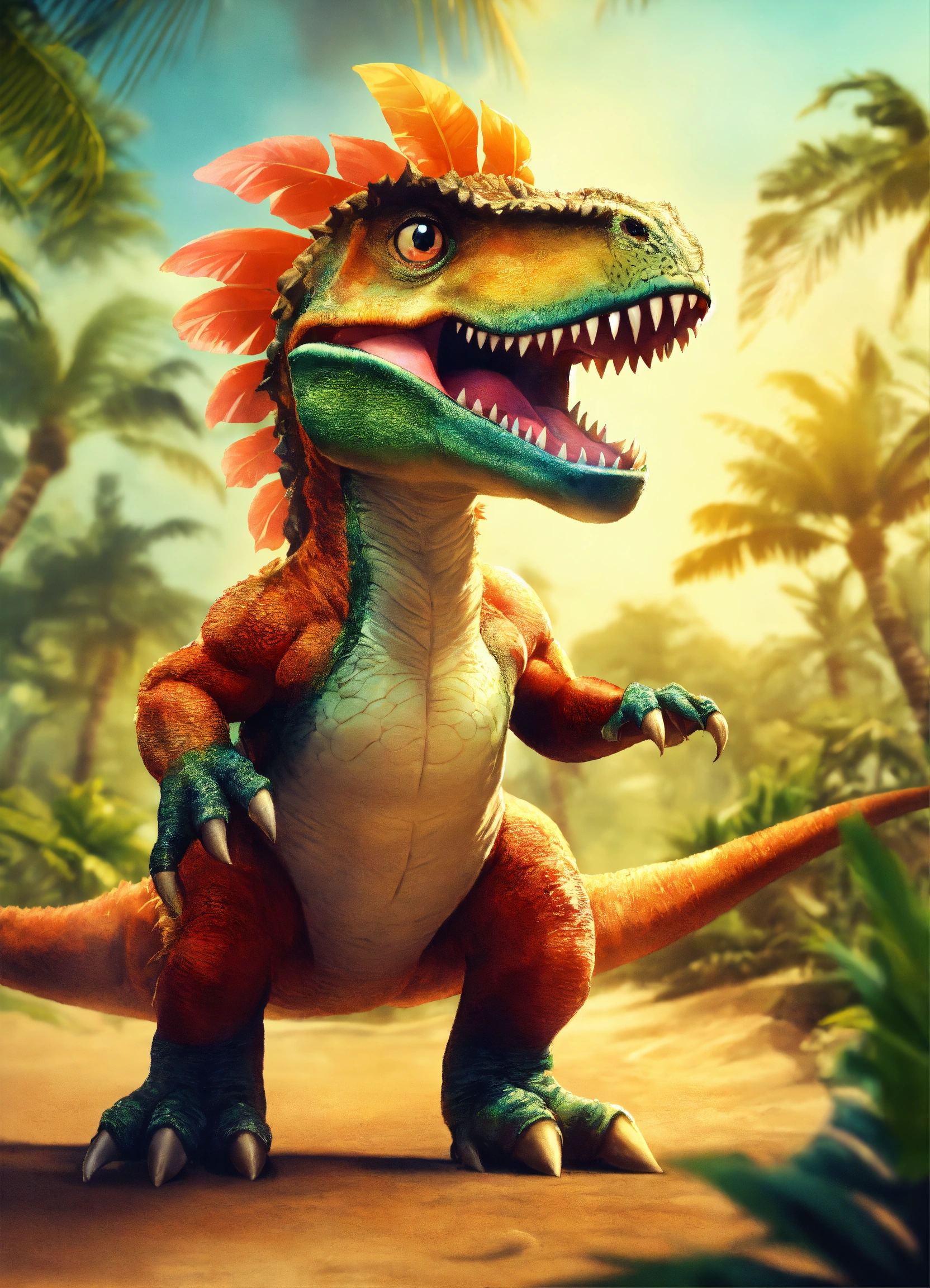 Lexica - An adorable and fluffy baby fantasy t-rex dinosaur with big ...