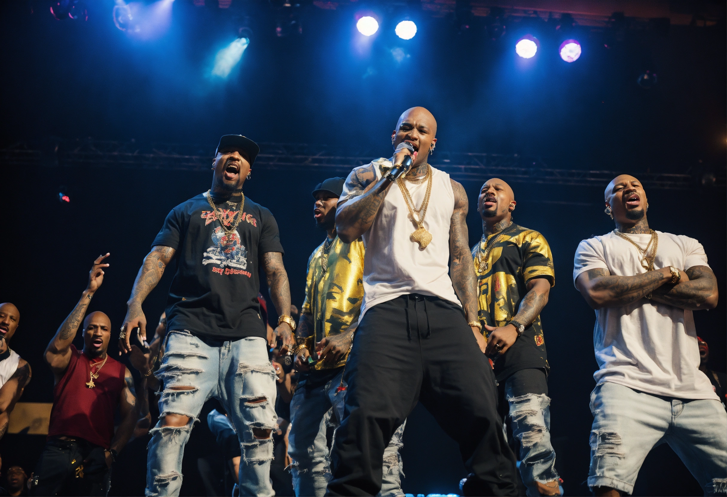 Lexica - Full body shot black baldheaded guys rap group "Onyx", Fredro ...