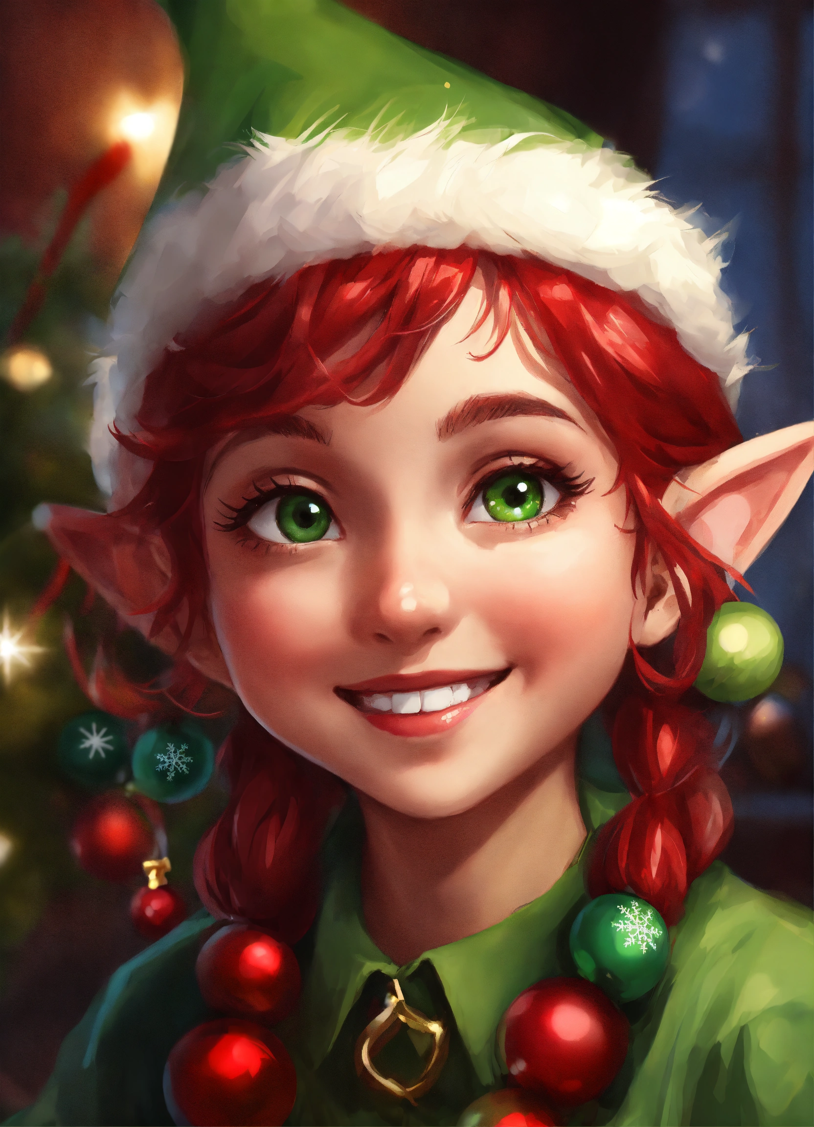 Lexica - Christmas elf face portrait, cute, happy, smiling, christmass