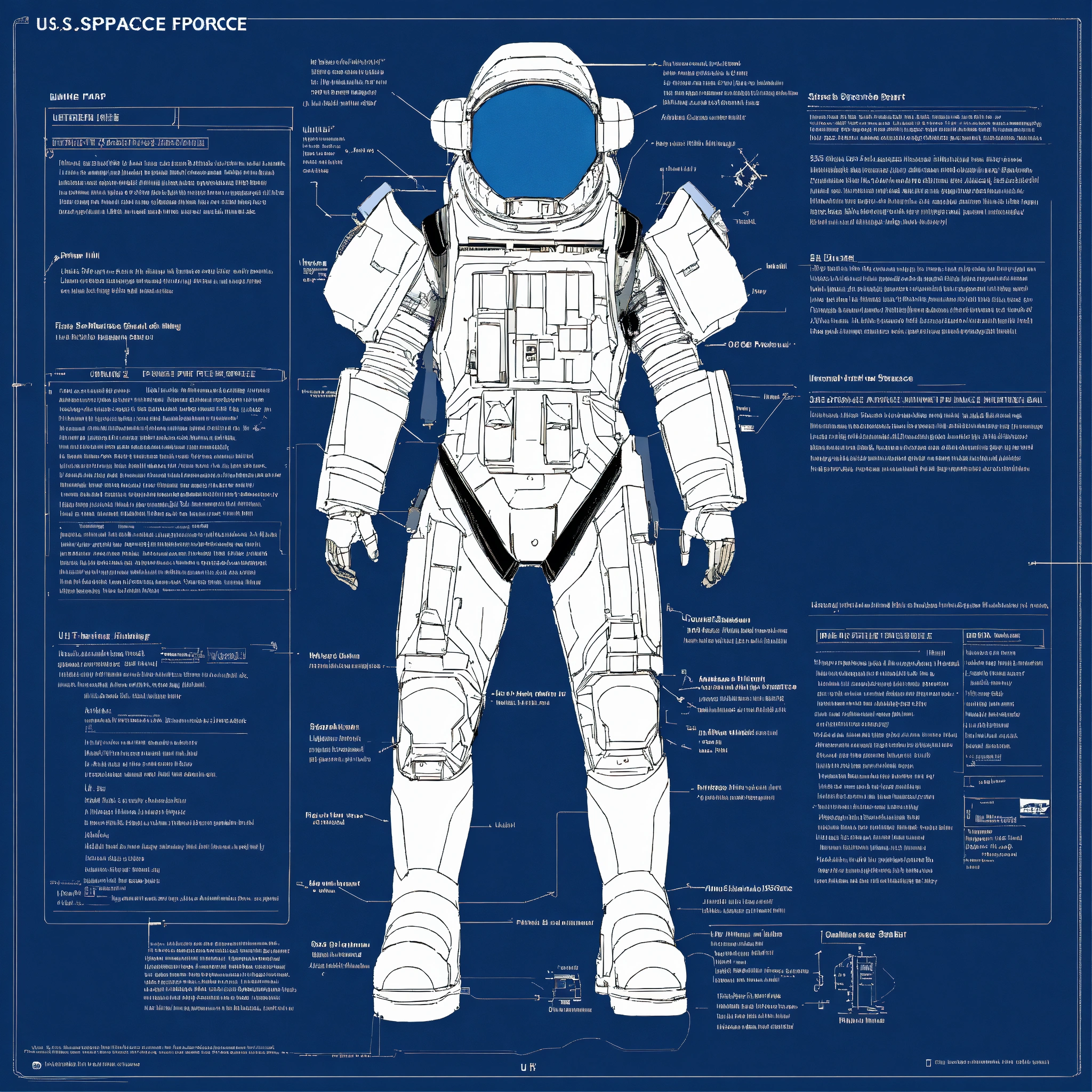 Lexica - A blueprint illustration schematic of a U.S. Space force ...