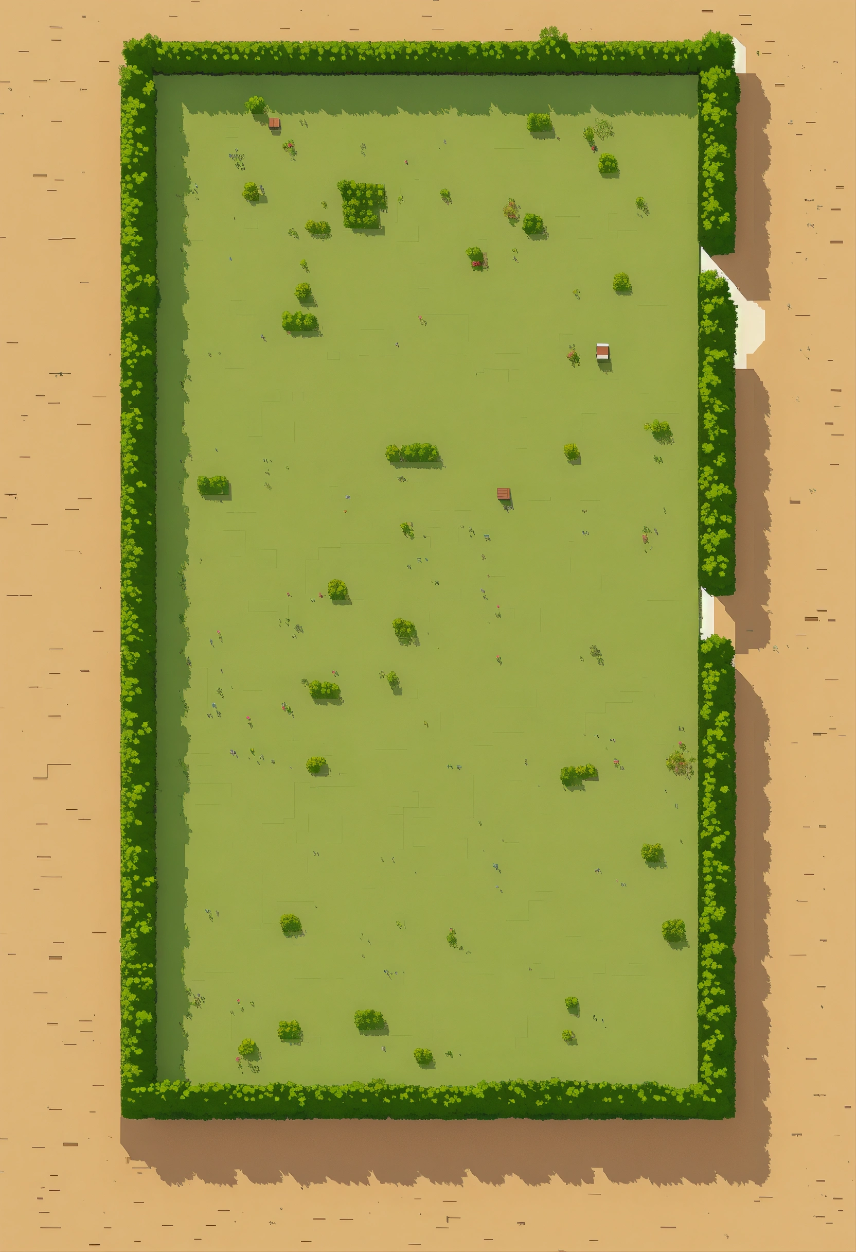 Lexica - Simple pixel 2d flat empty plain grassy landscape from above